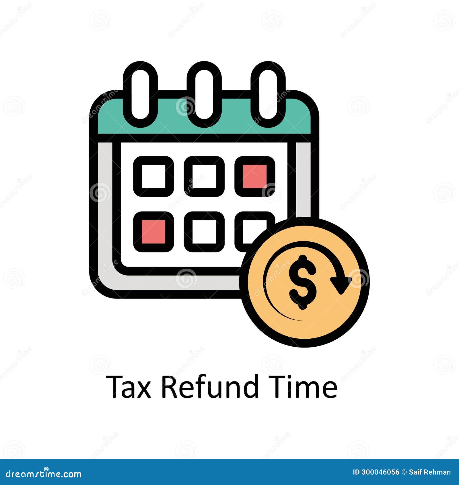 Tax Refund Time Vector Filled Outline Icon Design Illustration ...