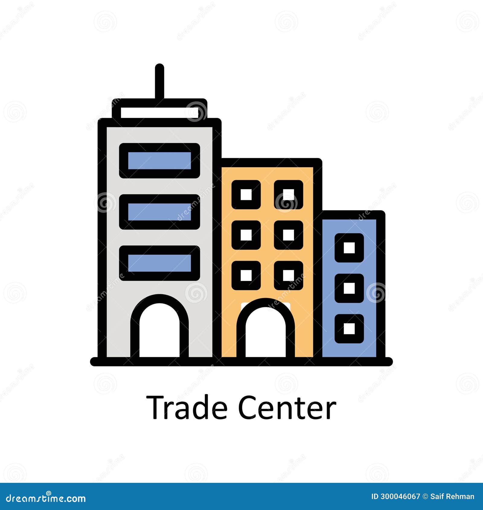 Trade Center Vector Filled Outline Icon Design Illustration. Business ...