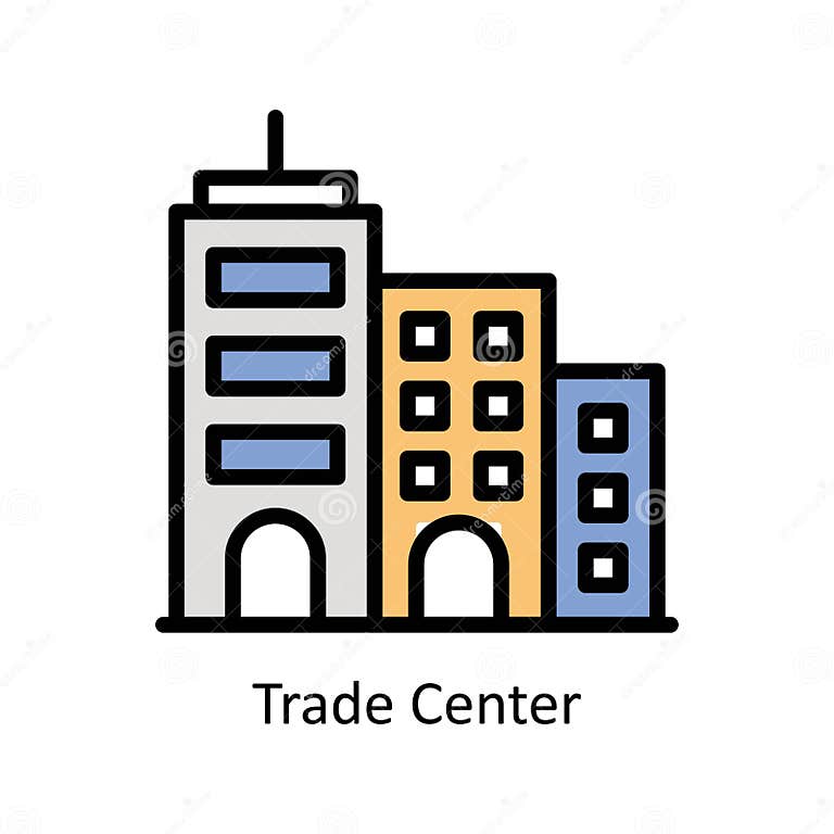 Trade Center Vector Filled Outline Icon Design Illustration. Business ...
