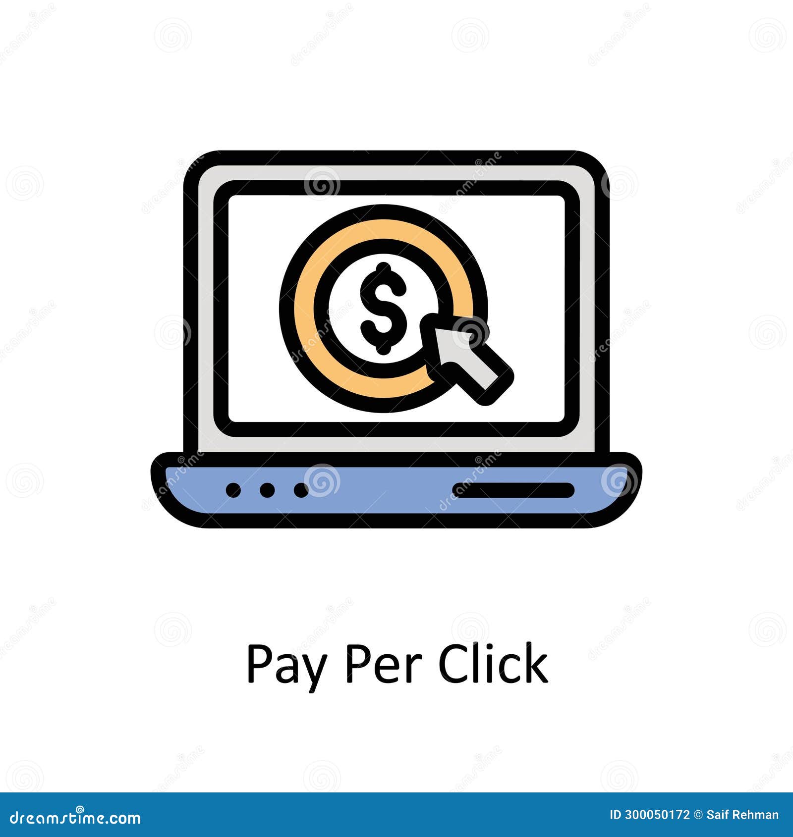 Pay Per Click Vector Filled Outline Icon Design Illustration. Business ...