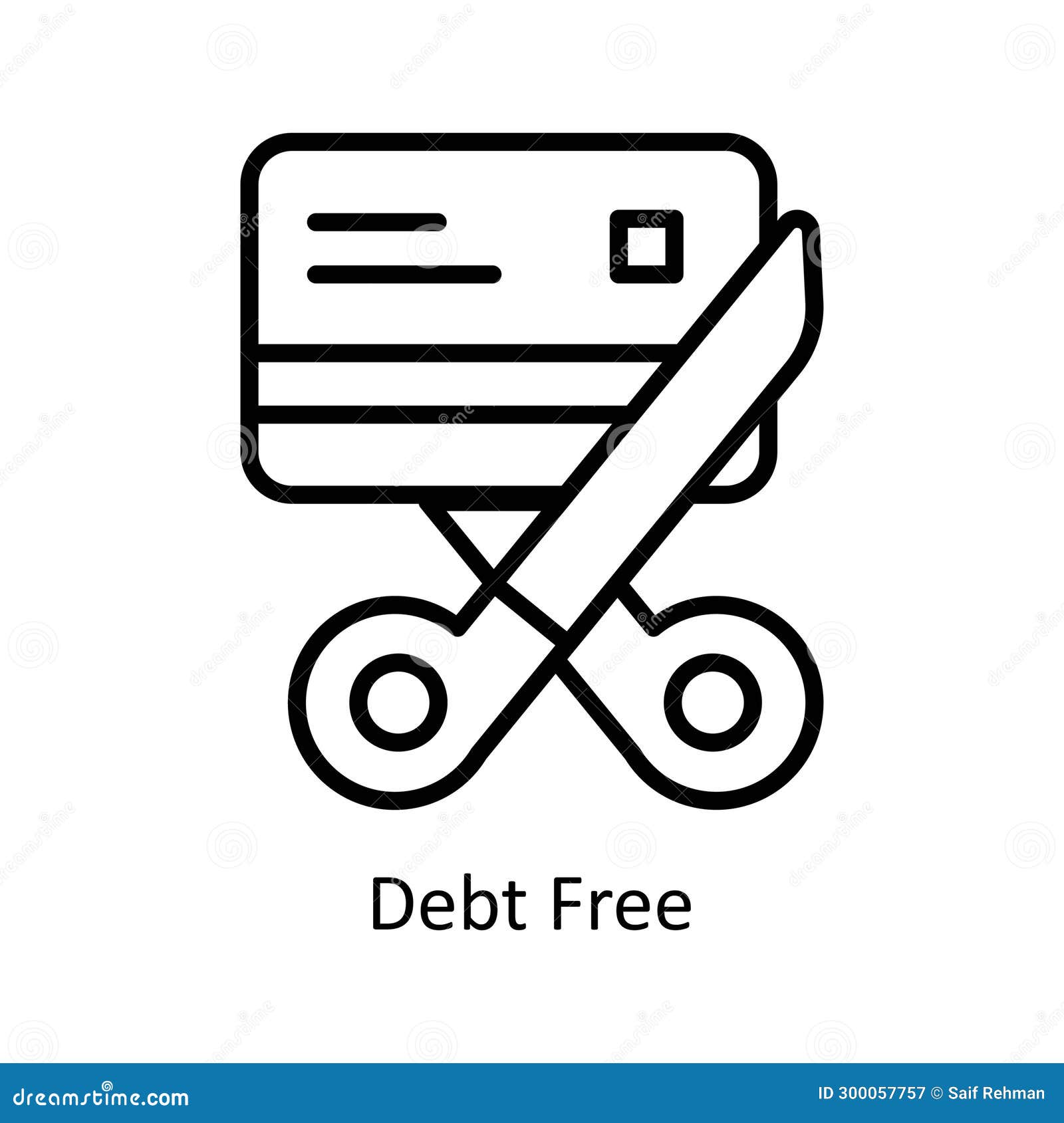 Debt Free Vector Outline Icon Design Illustration. Business and ...