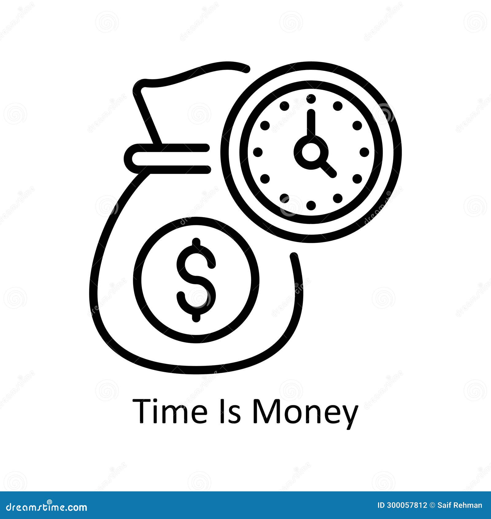 Time is Money Vector Outline Icon Design Illustration. Business and ...