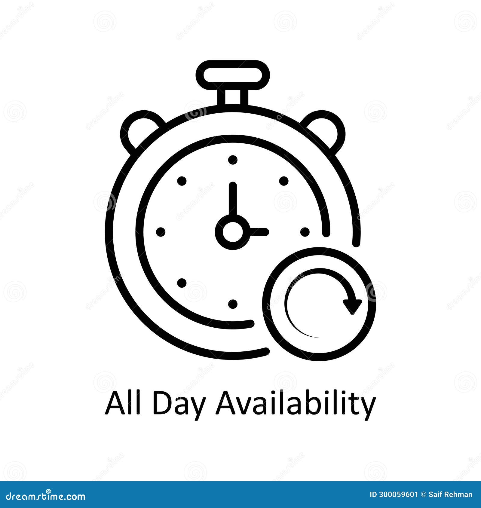 All Day Availability Vector Outline Icon Design Illustration. Business ...