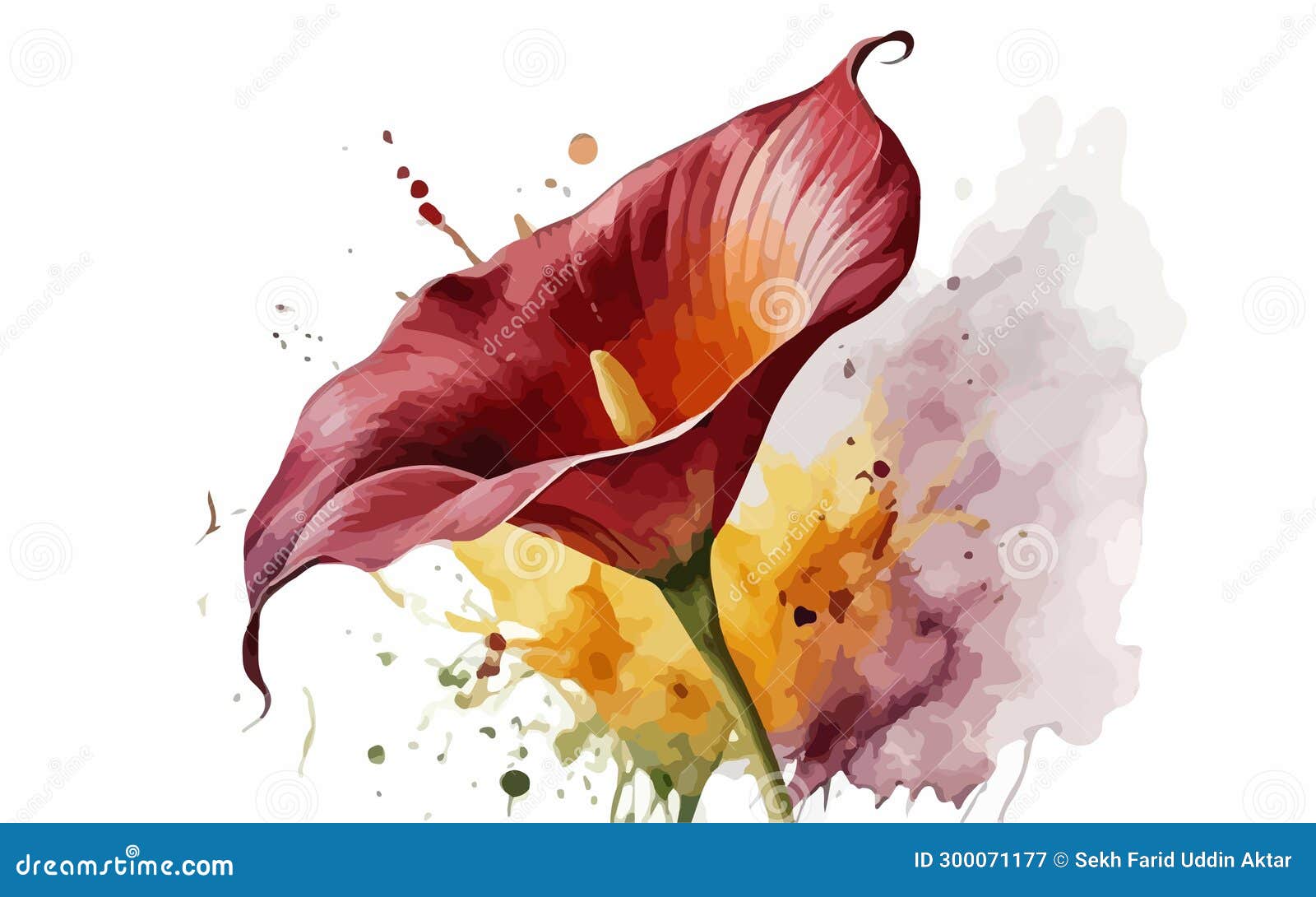 Red Calla Lily Flower Watercolor Art and Illustration Created with Ai ...