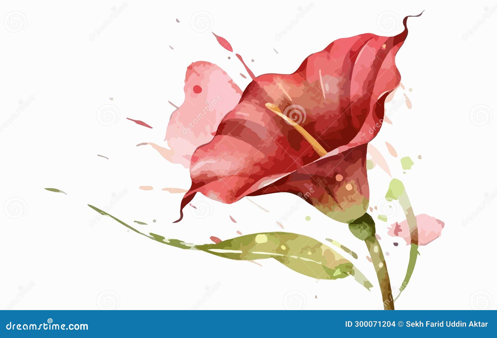 Red Calla Lily Flower Watercolor Art and Illustration Created with Ai ...