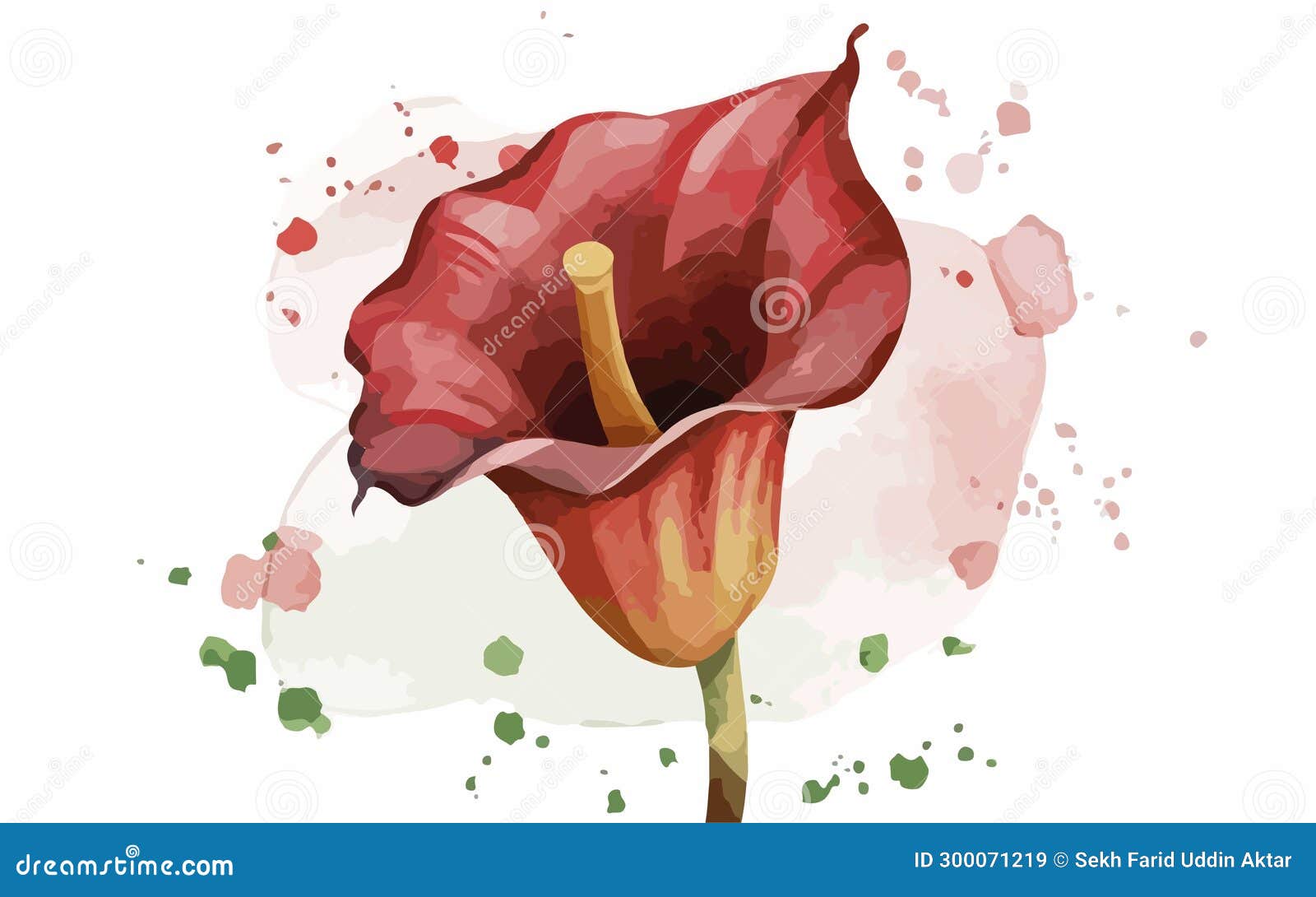 Red Calla Lily Flower Watercolor Art and Illustration Created with Ai ...