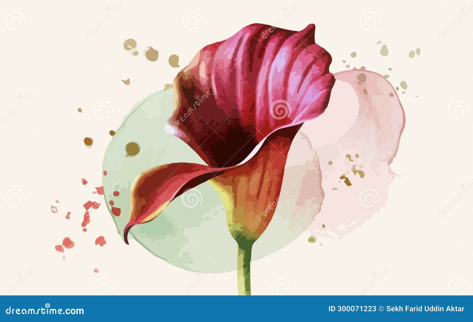 Red Calla Lily Flower Watercolor Art and Illustration Created with Ai ...