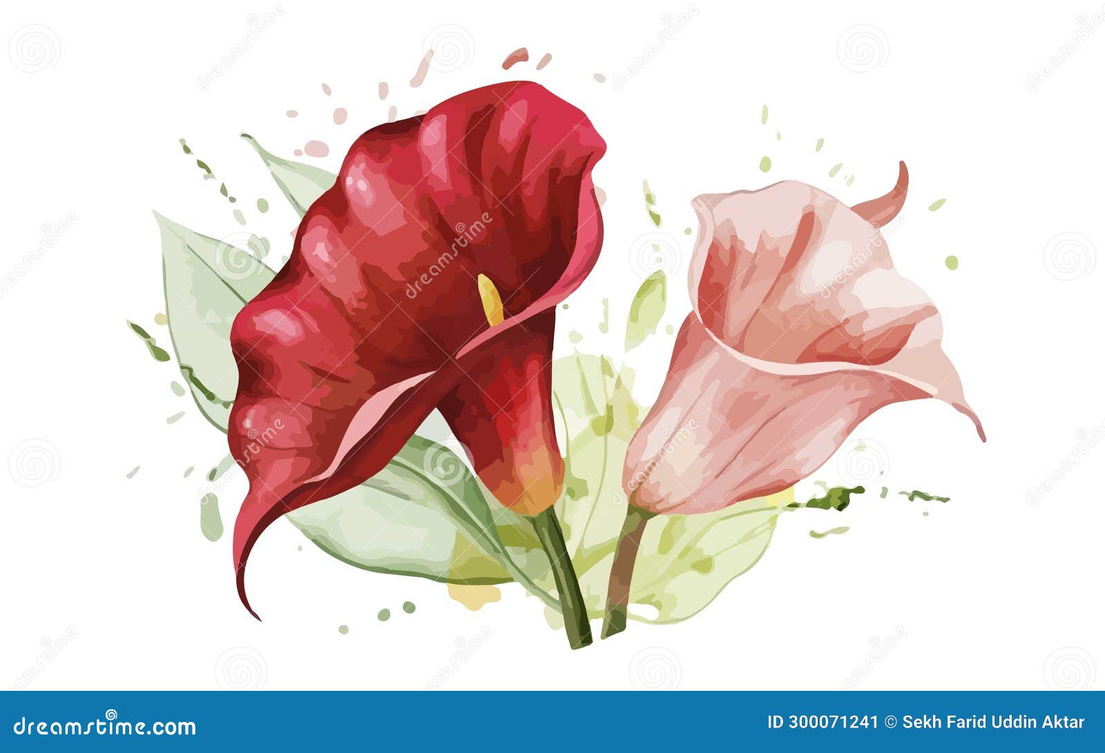 Red Calla Lily Flower Watercolor Art and Illustration Created with Ai ...