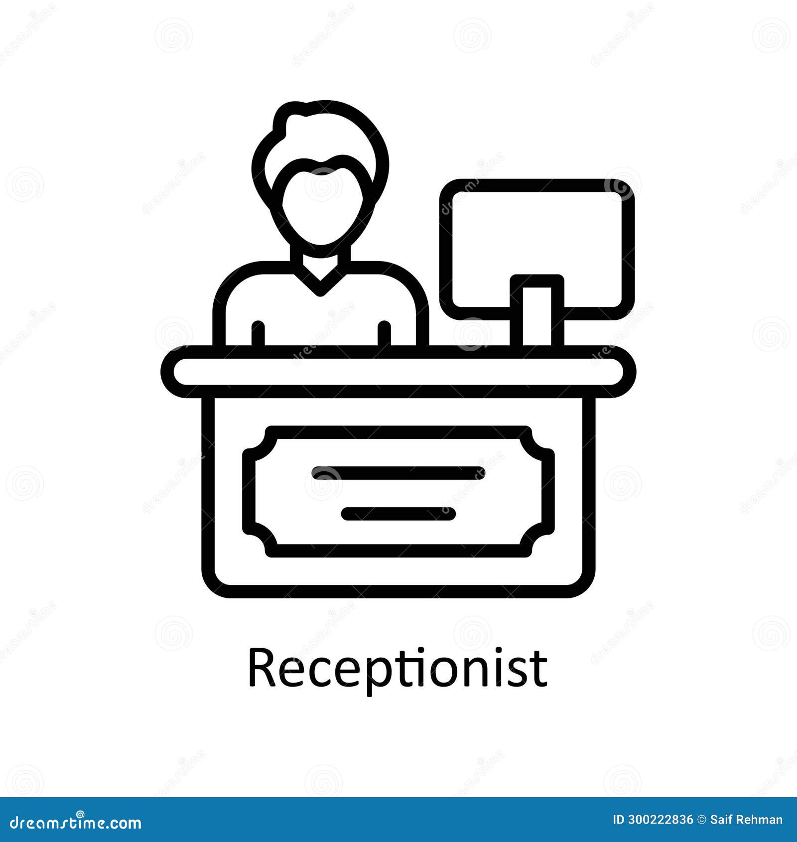 Receptionist Vector Outline Icon Design Illustration. Business and ...