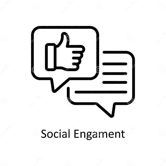 Social Engagement Vector Outline Icon Design Illustration. Business and ...