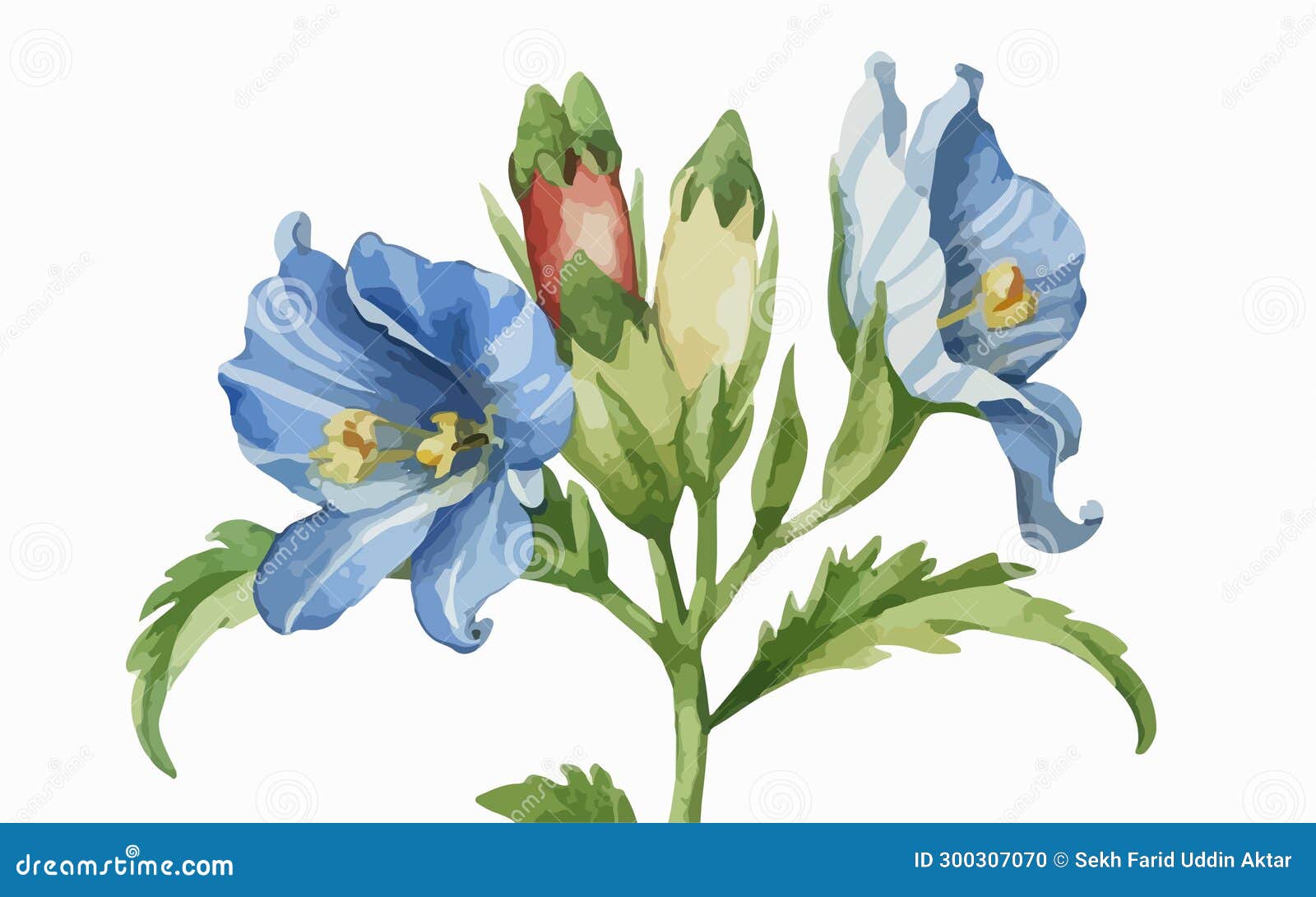 Aconitum Flower Watercolor Art and Illustration Created with AI Use Any ...