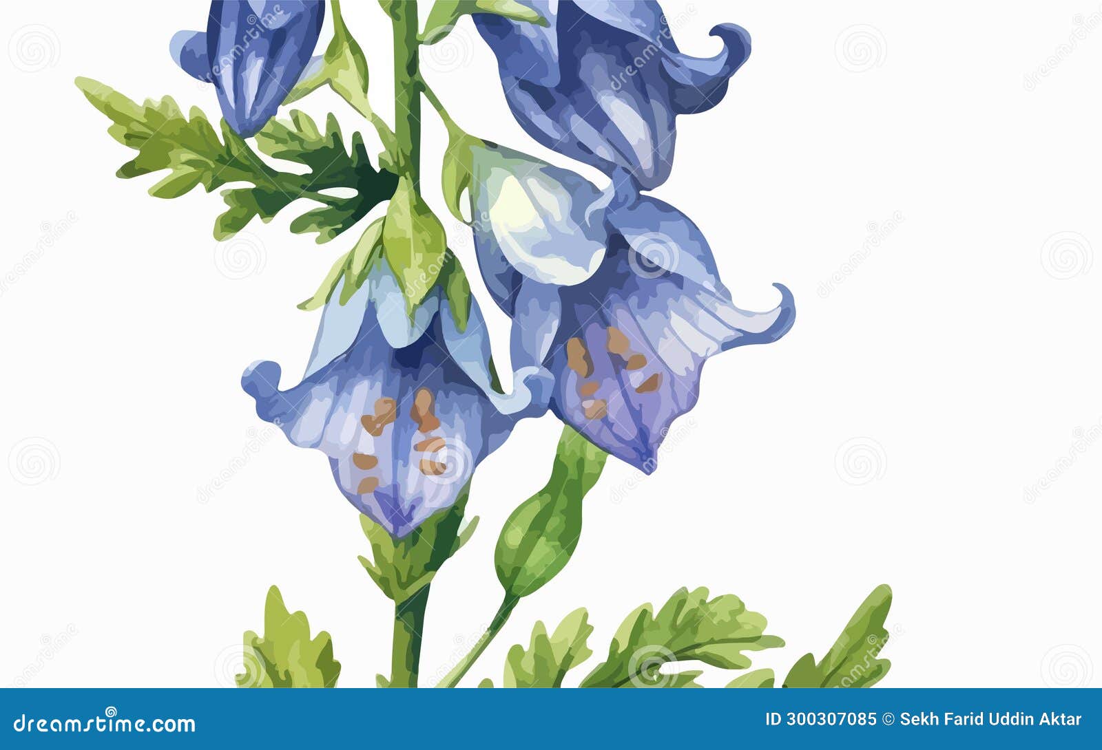 Aconitum Flower Watercolor Art and Illustration Created with AI Use Any ...