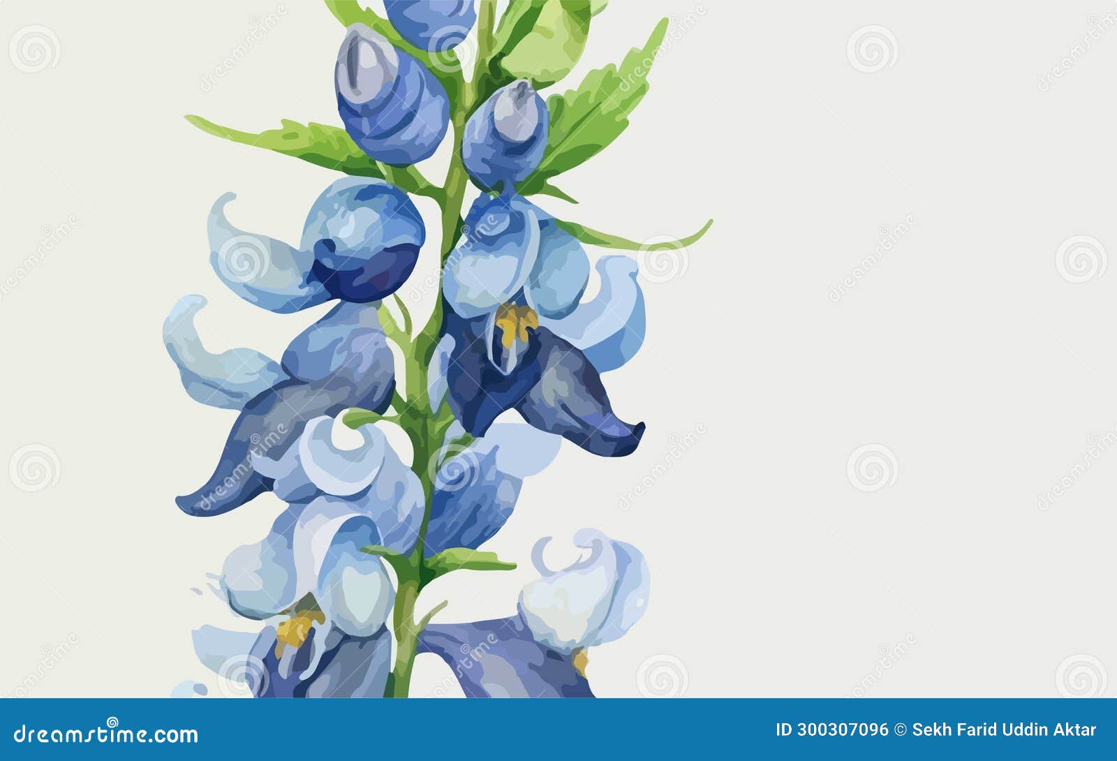 Aconitum Flower Watercolor Art and Illustration Created with AI Use Any ...