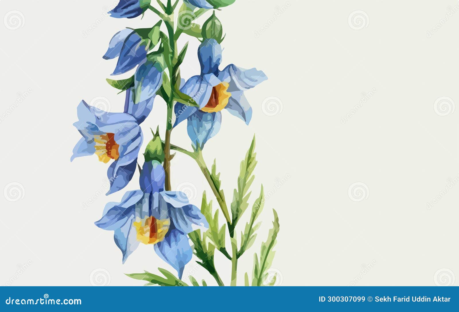 Aconitum Flower Watercolor Art and Illustration Created with AI Use Any ...