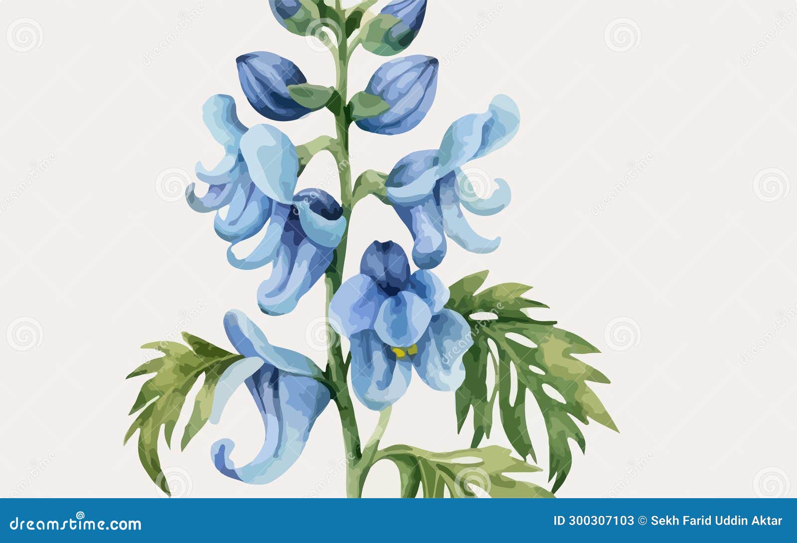 Aconitum Flower Watercolor Art and Illustration Created with AI Use Any ...