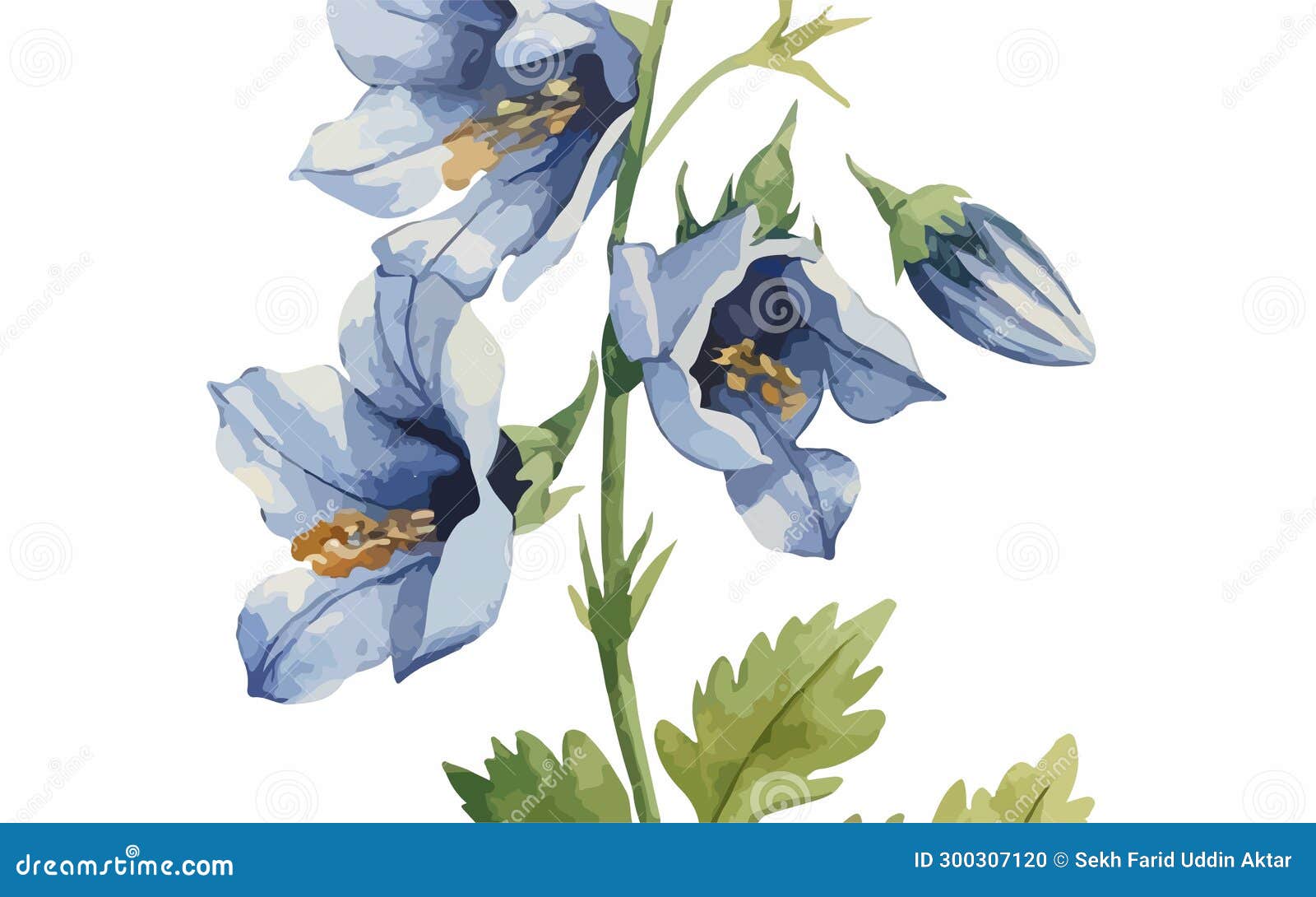 Aconitum Flower Watercolor Art and Illustration Created with AI Use Any ...