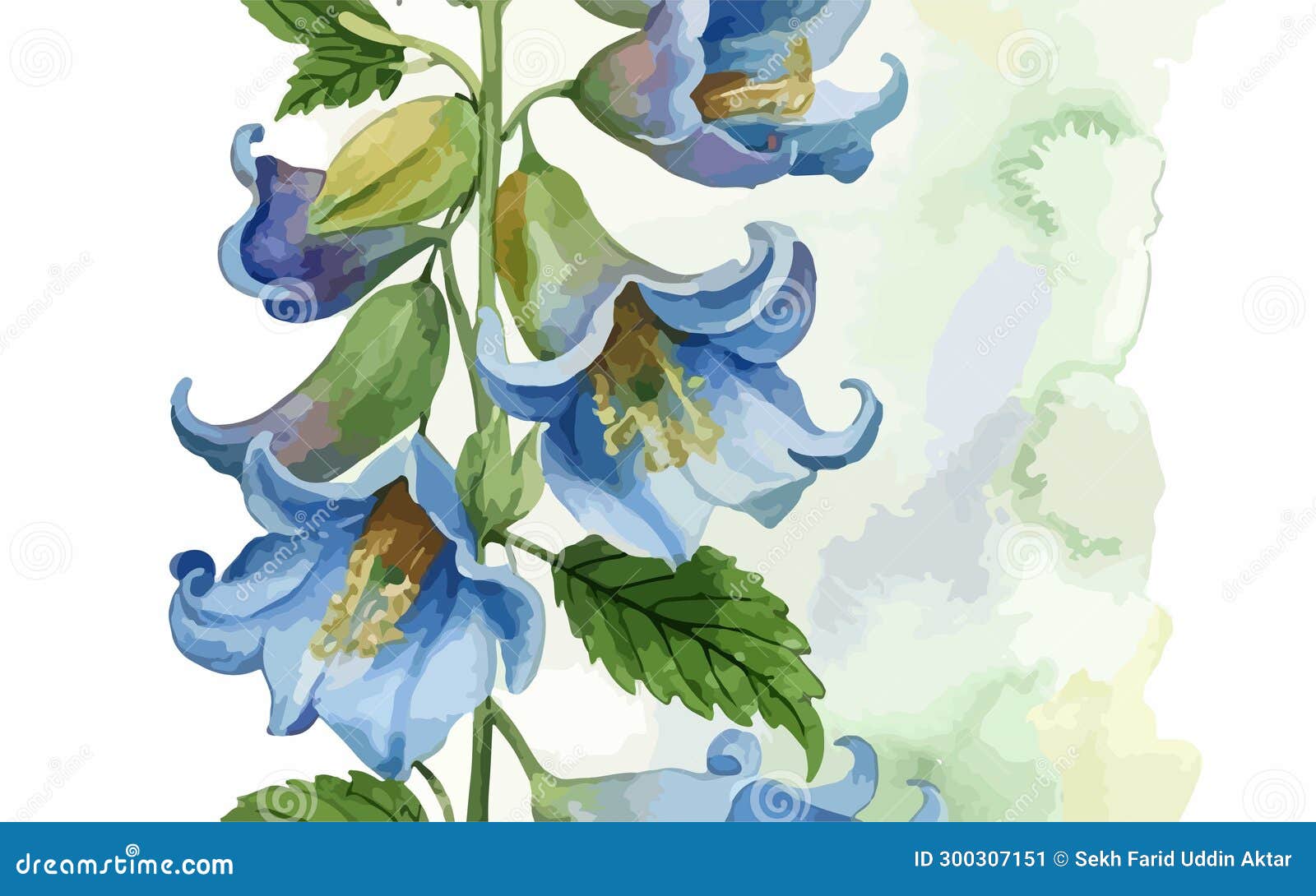 Aconitum Flower Watercolor Art and Illustration Created with AI Use Any ...