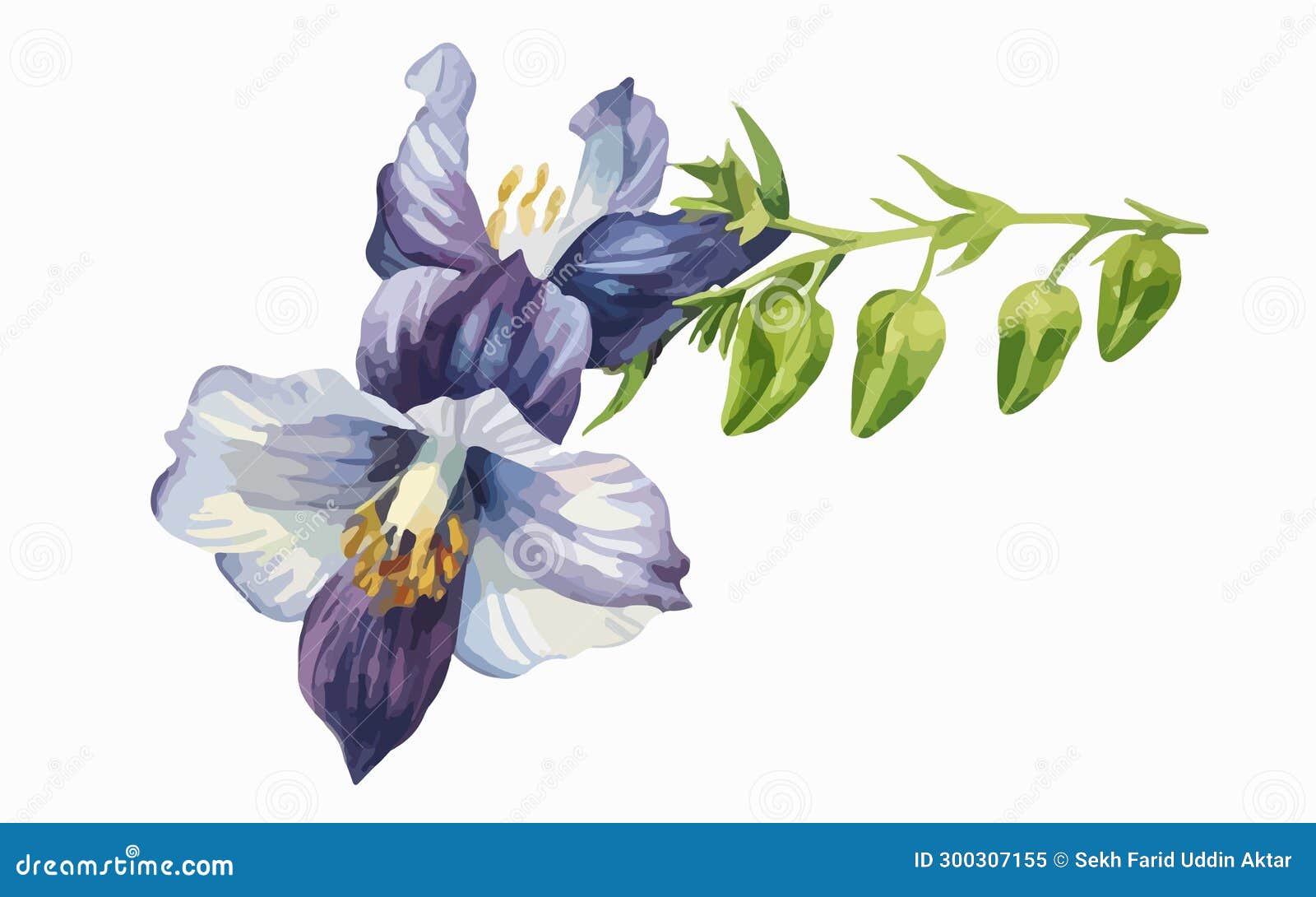 Aconitum Flower Watercolor Art and Illustration Created with AI Use Any ...