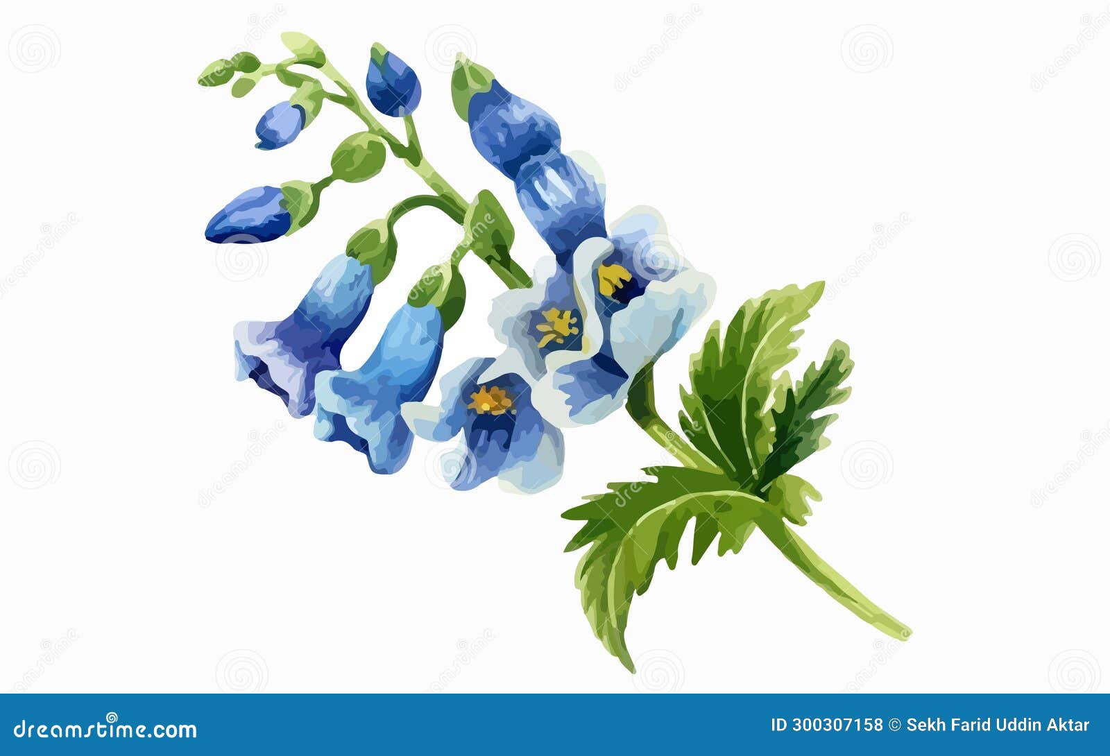 Aconitum Flower Watercolor Art and Illustration Created with AI Use Any ...