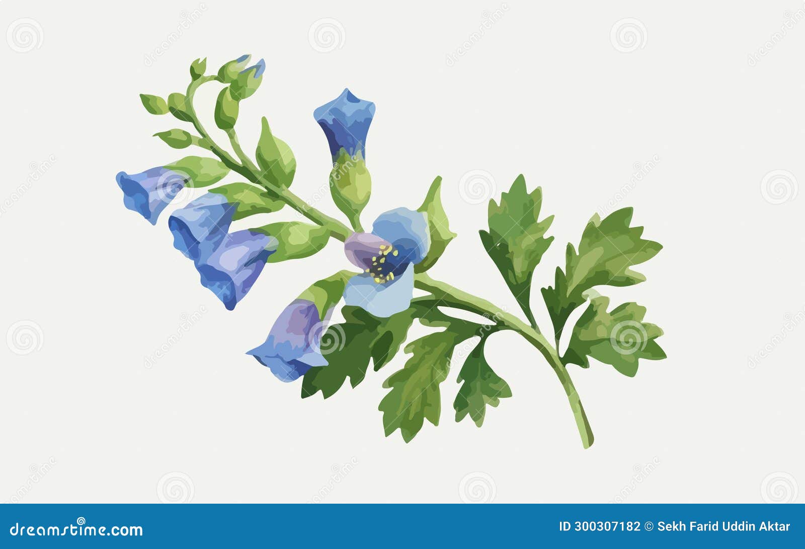 Aconitum Flower Watercolor Art and Illustration Created with AI Use Any ...