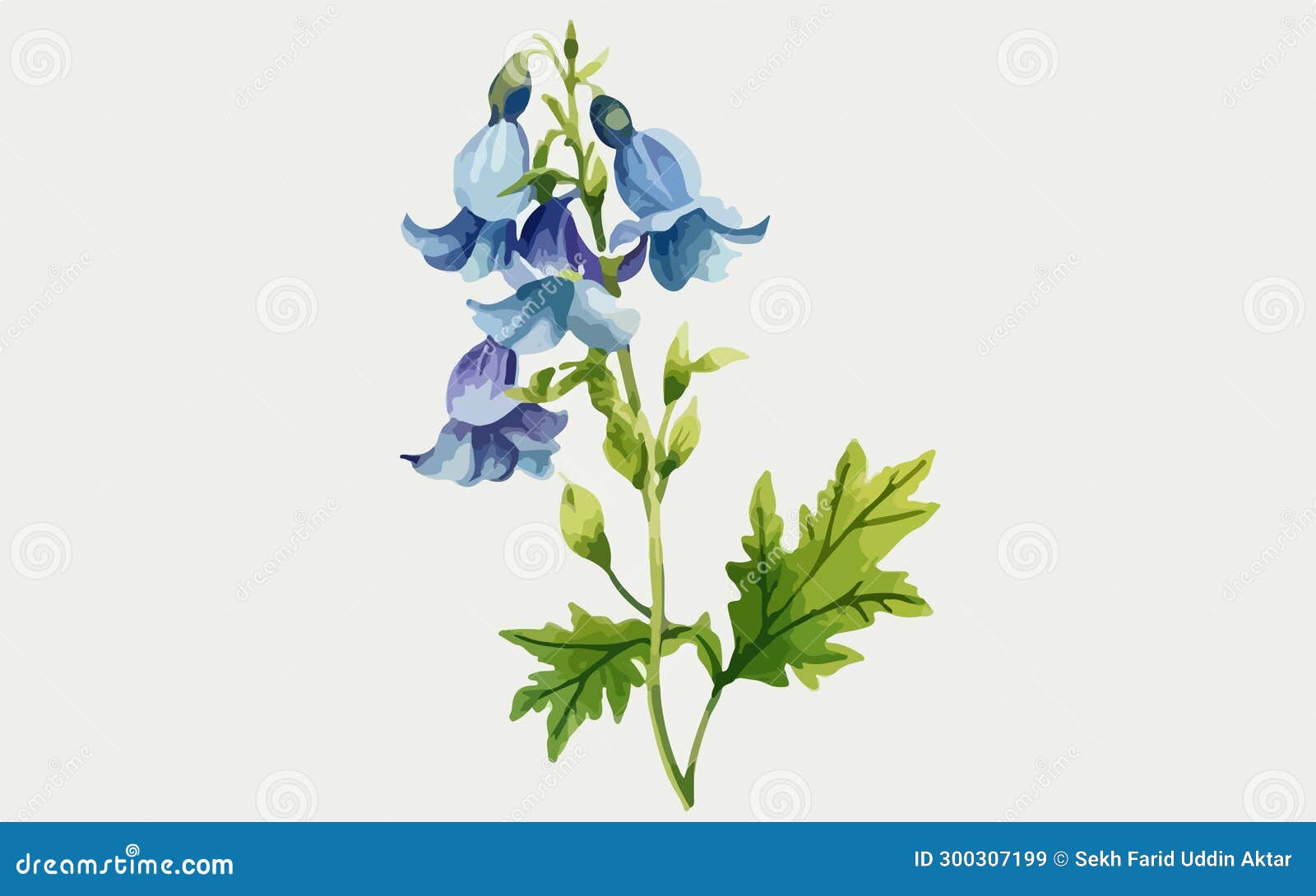Aconitum Flower Watercolor Art and Illustration Created with AI Use Any ...