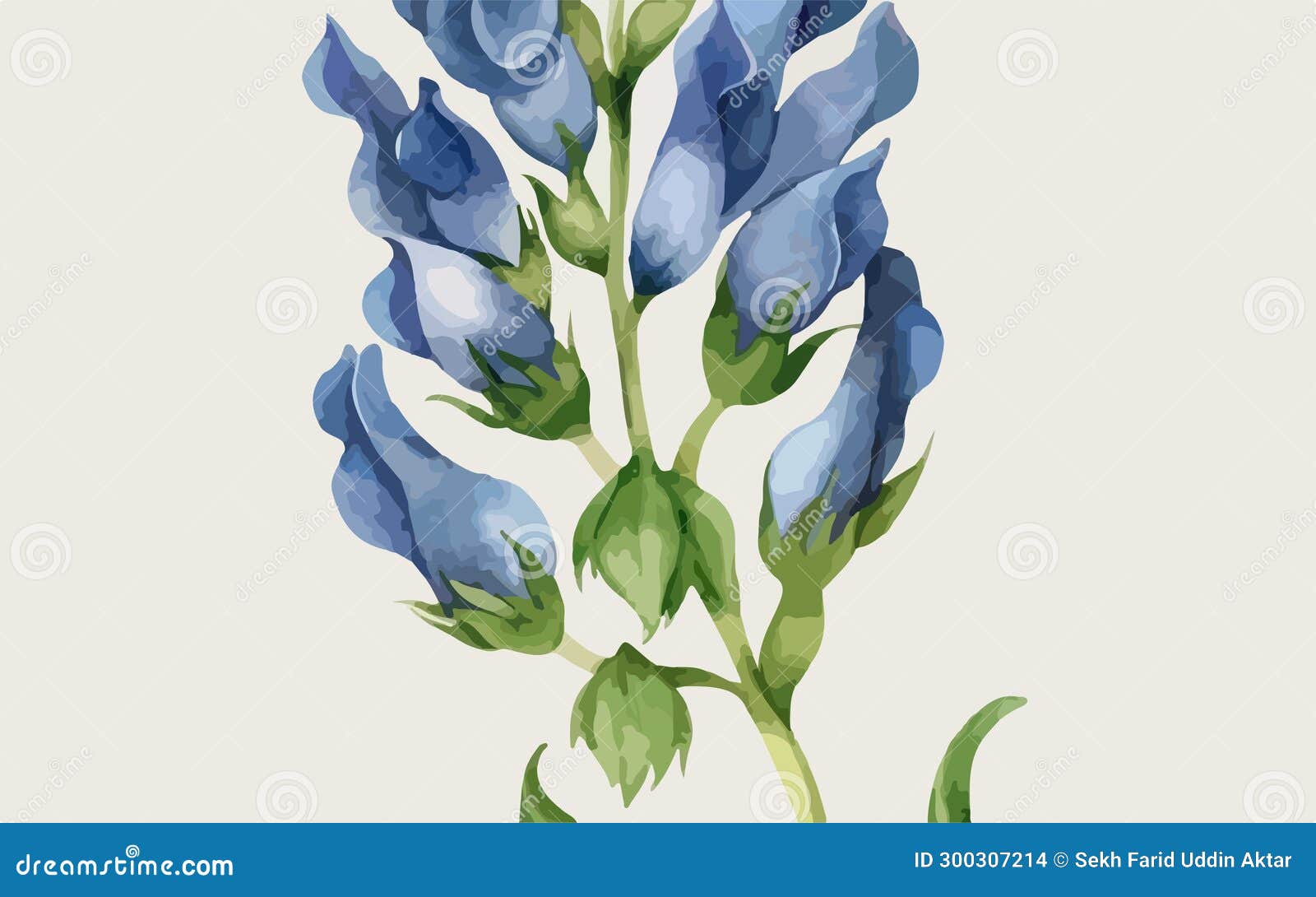 Aconitum Flower Watercolor Art and Illustration Created with AI Use Any ...