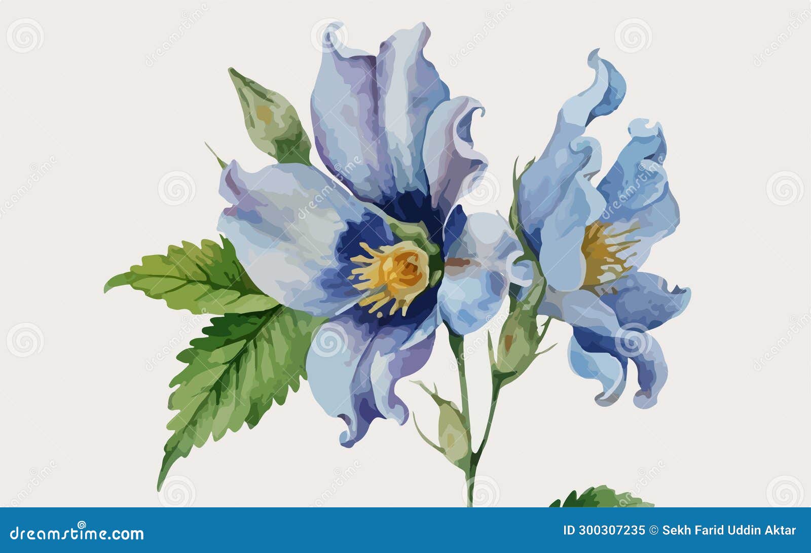Aconitum Flower Watercolor Art and Illustration Created with AI Use Any ...