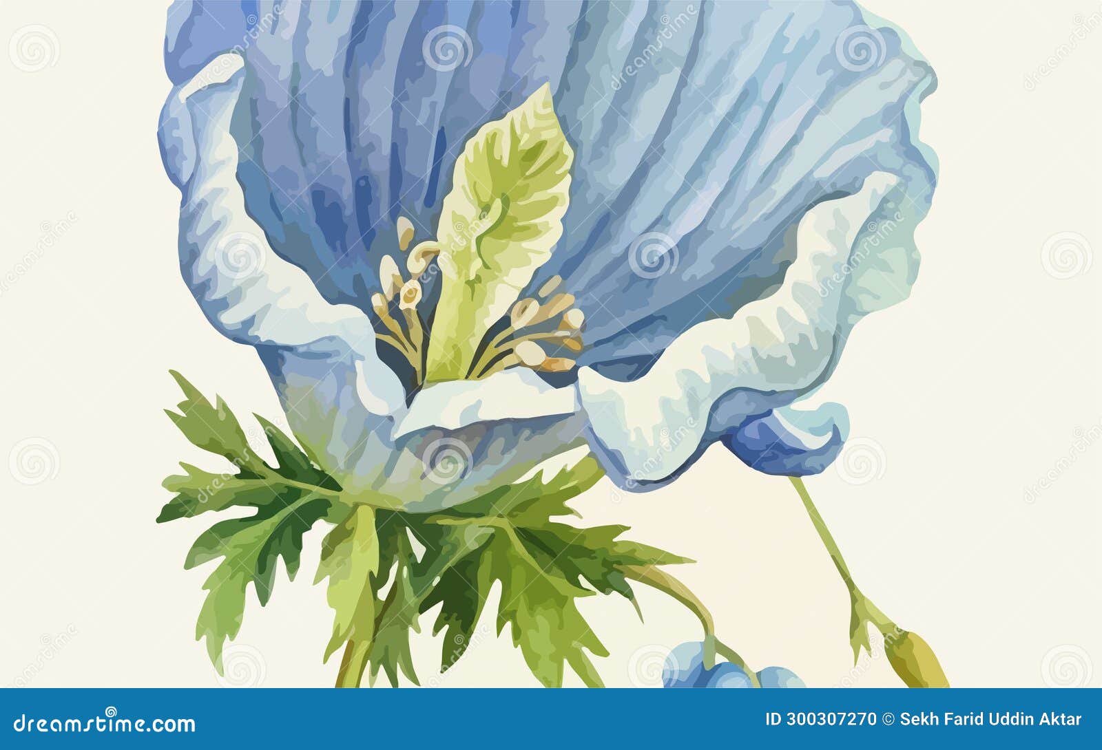 Aconitum Flower Watercolor Art and Illustration Created with AI Use Any ...