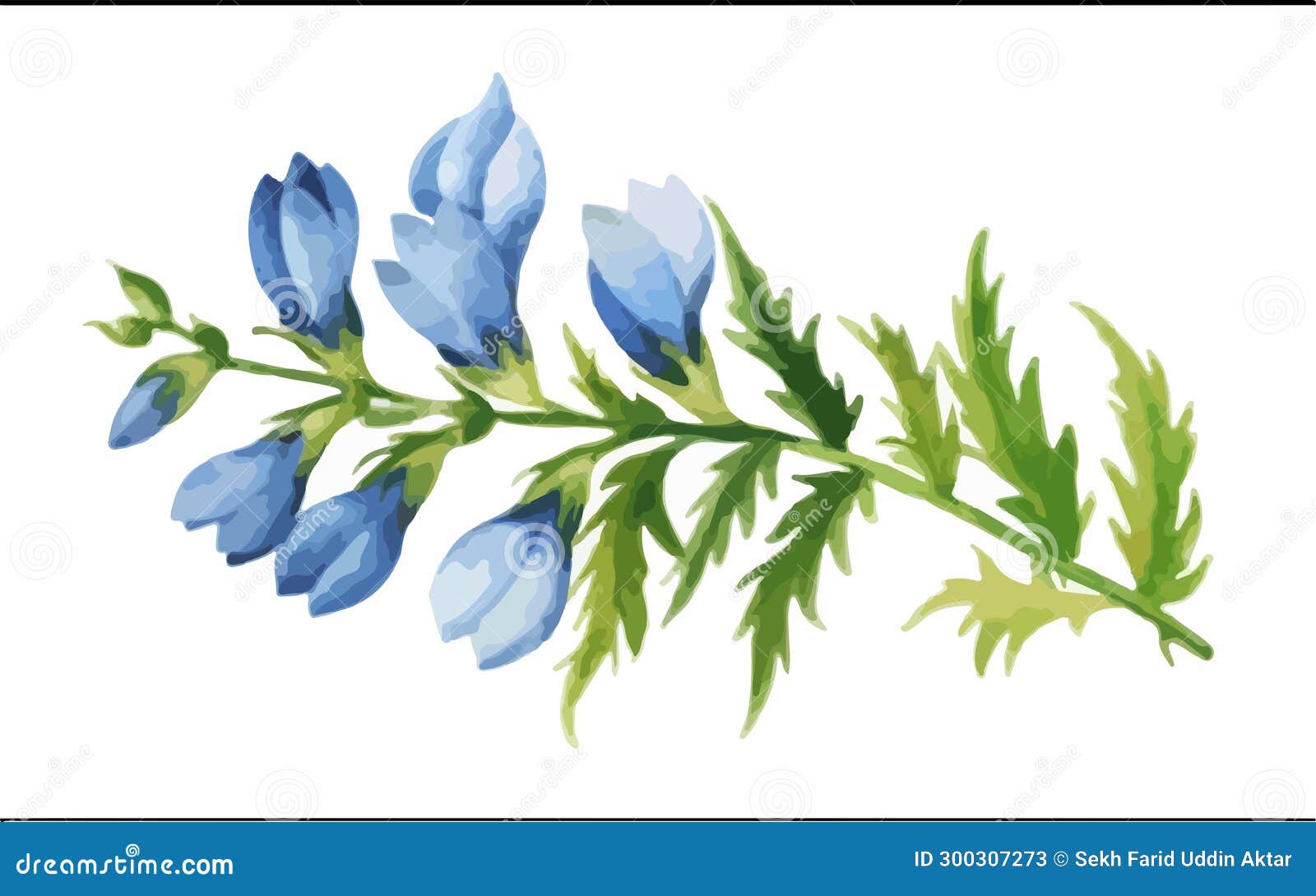 Aconitum Flower Watercolor Art and Illustration Created with AI Use Any ...