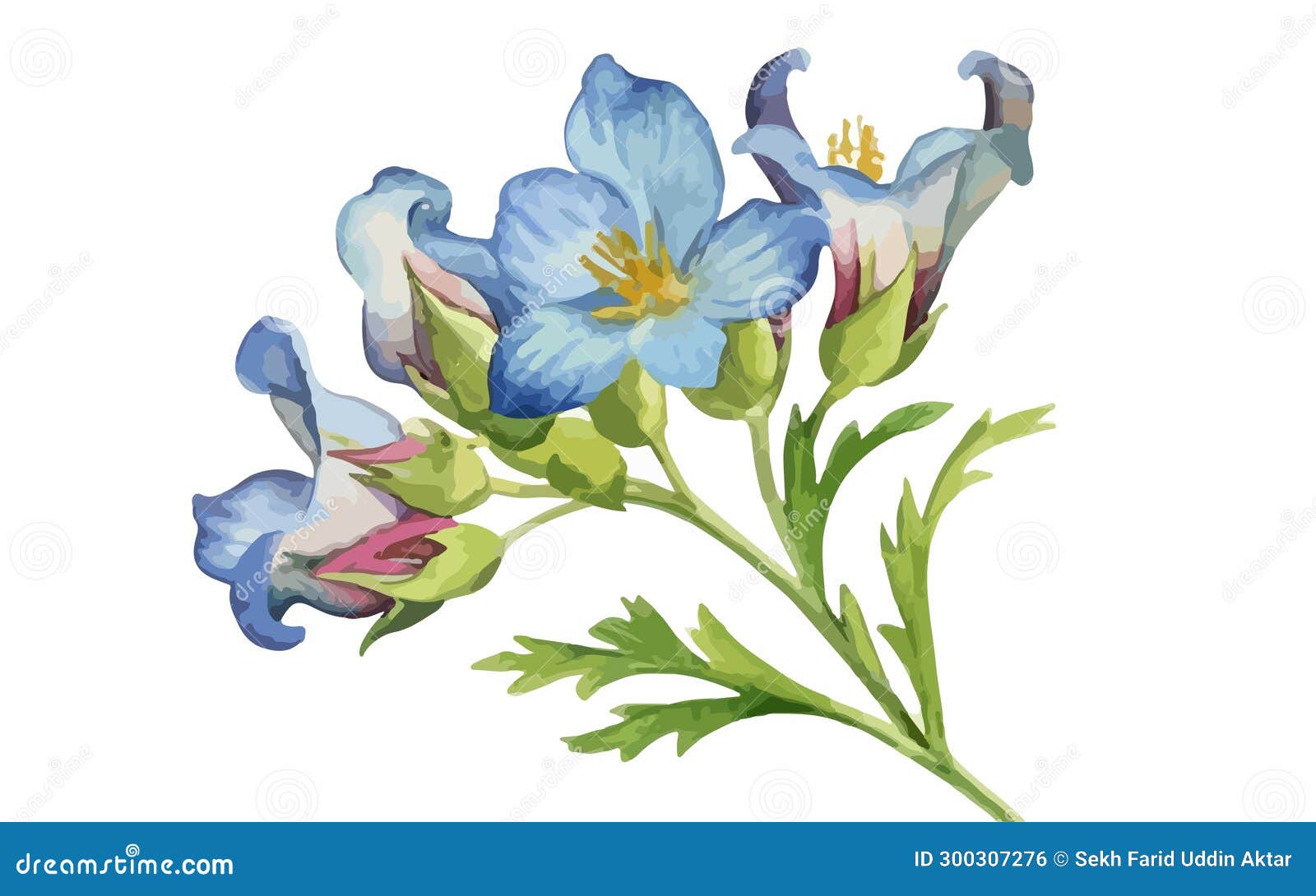Aconitum Flower Watercolor Art and Illustration Created with AI Use Any ...