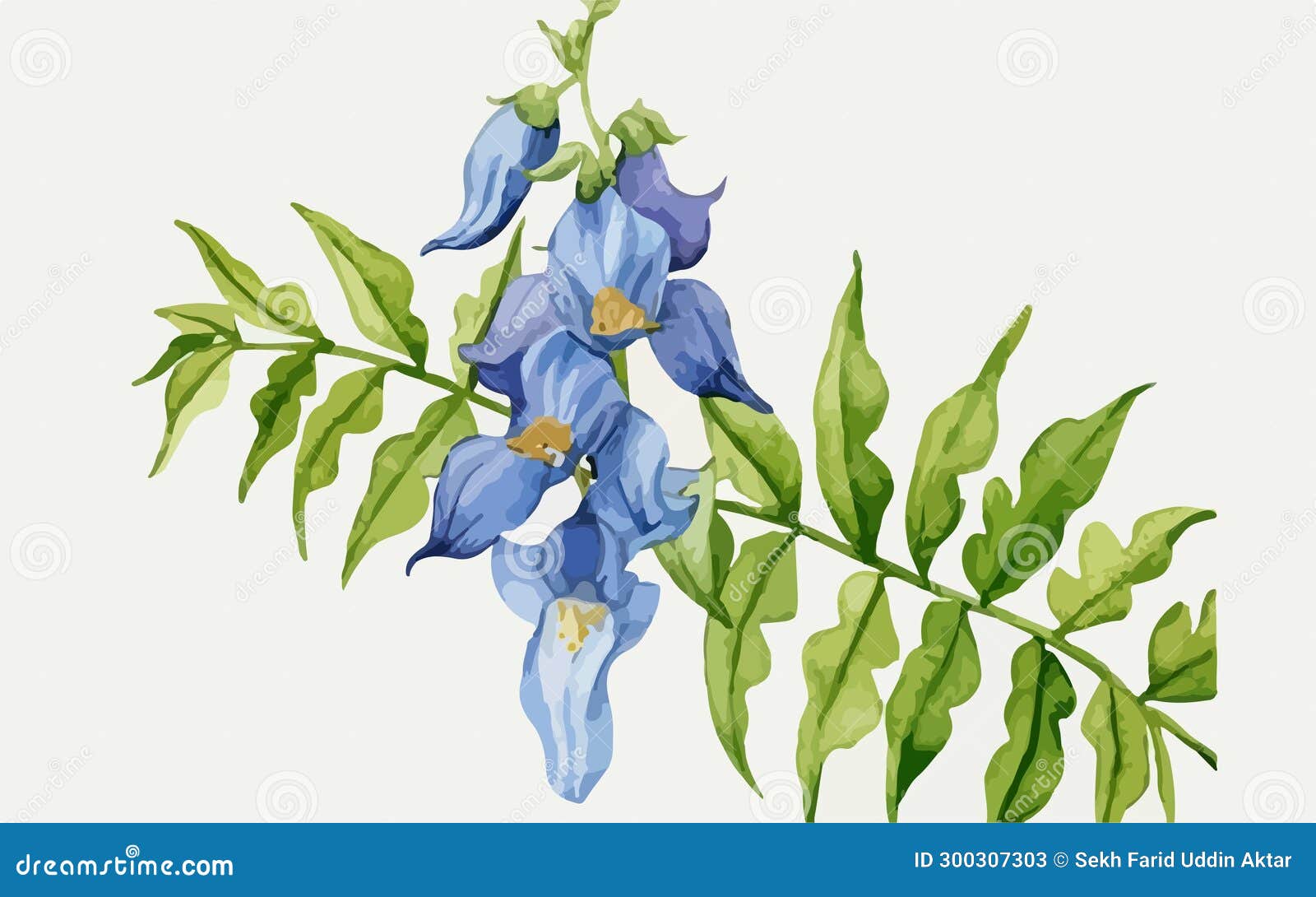 Aconitum Flower Watercolor Art and Illustration Created with AI Use Any ...