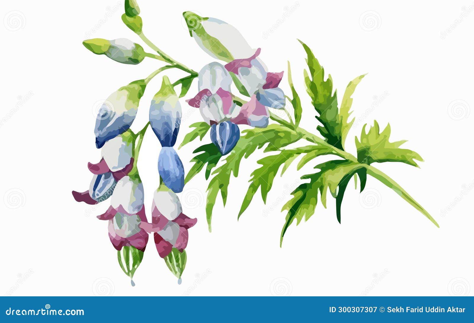 Aconitum Flower Watercolor Art and Illustration Created with AI Use Any ...