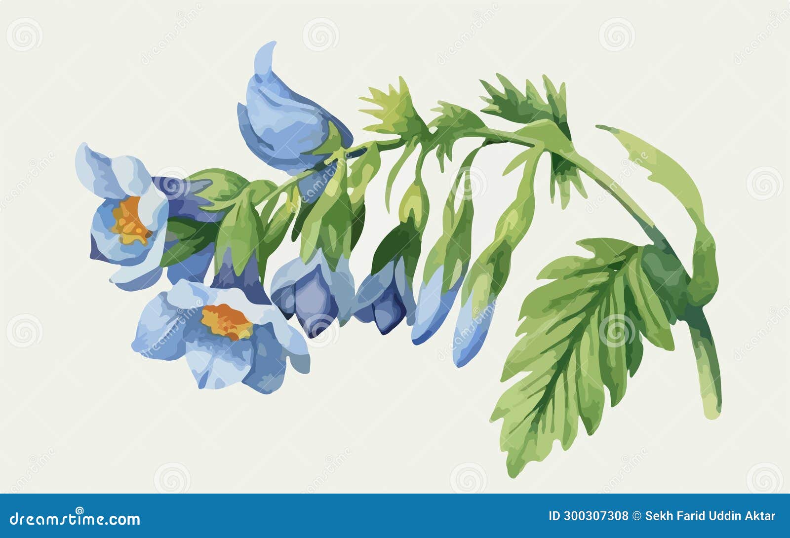 Aconitum Flower Watercolor Art and Illustration Created with AI Use Any ...