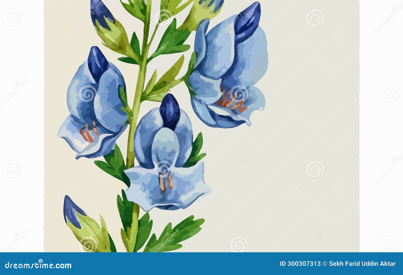 Aconitum Flower Watercolor Art and Illustration Created with AI Use Any ...