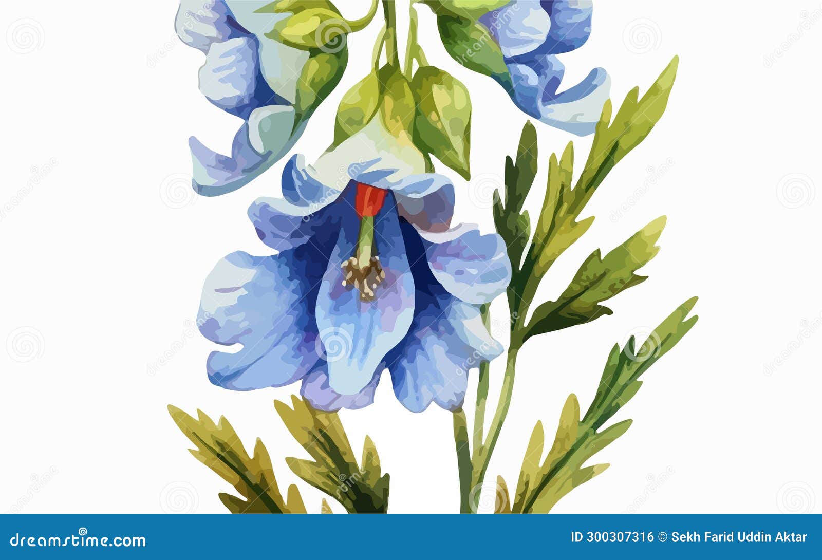 Aconitum Flower Watercolor Art and Illustration Created with AI Use Any ...