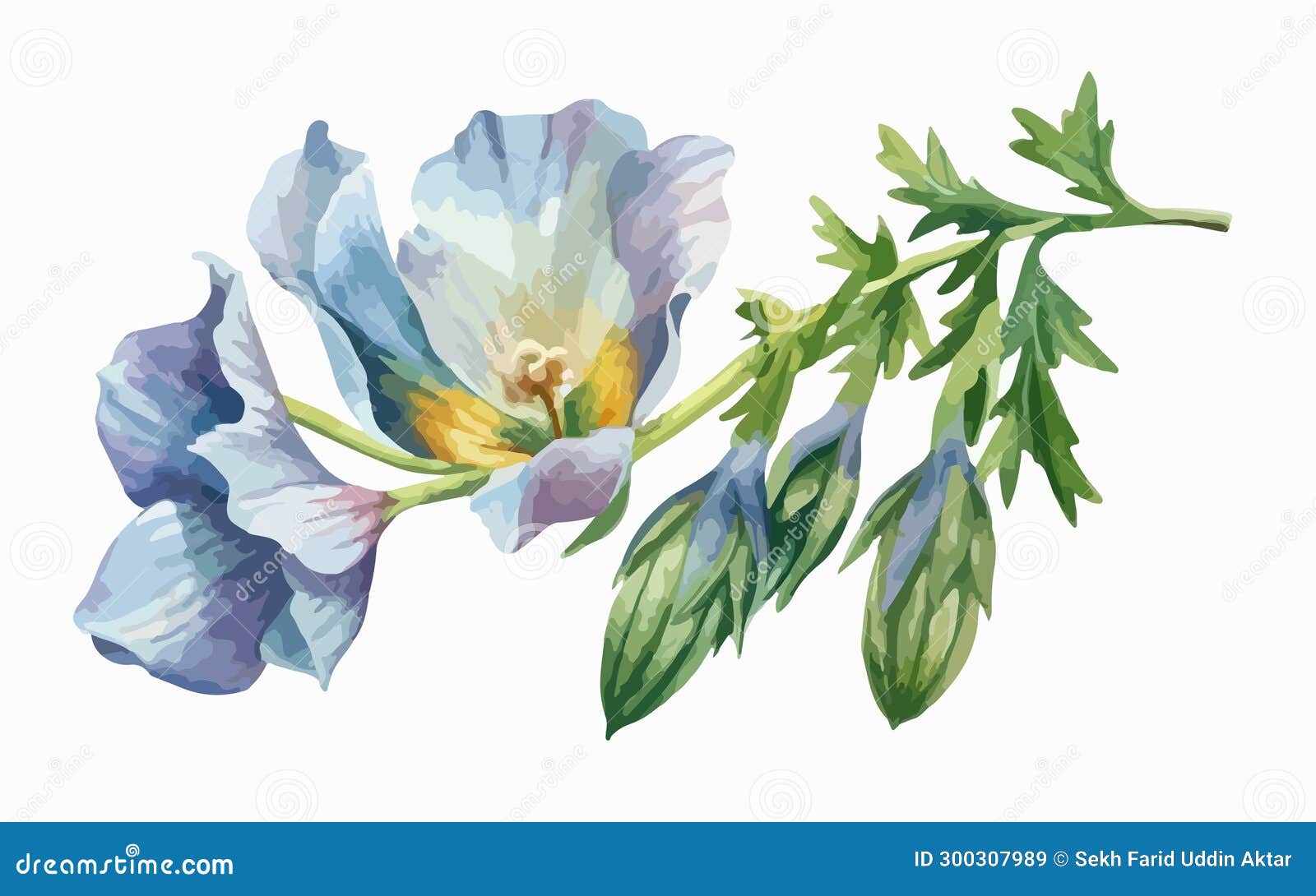 Aconitum Flower Watercolor Art and Illustration Created with AI Use Any ...