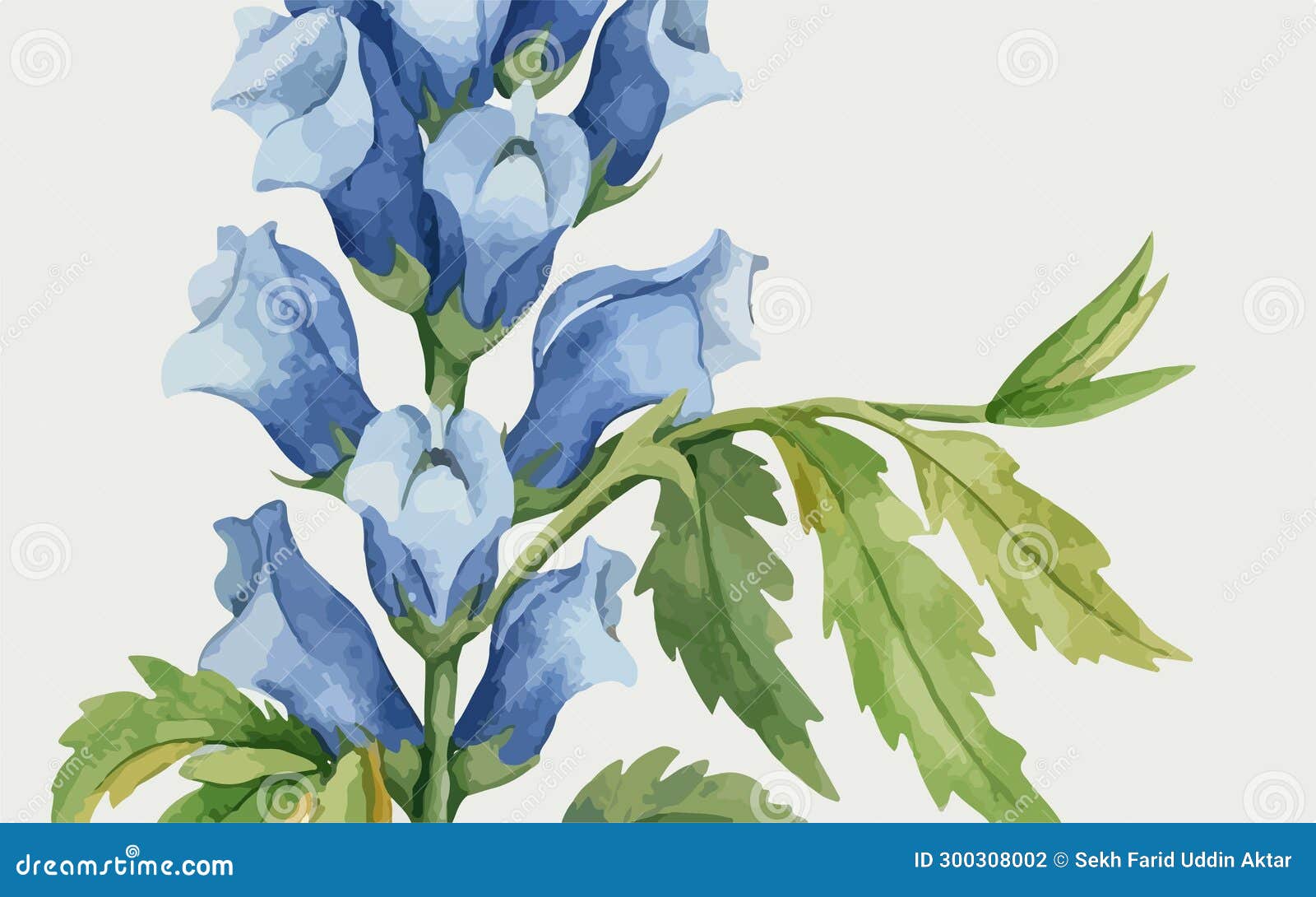 Aconitum Flower Watercolor Art and Illustration Created with AI Use Any ...