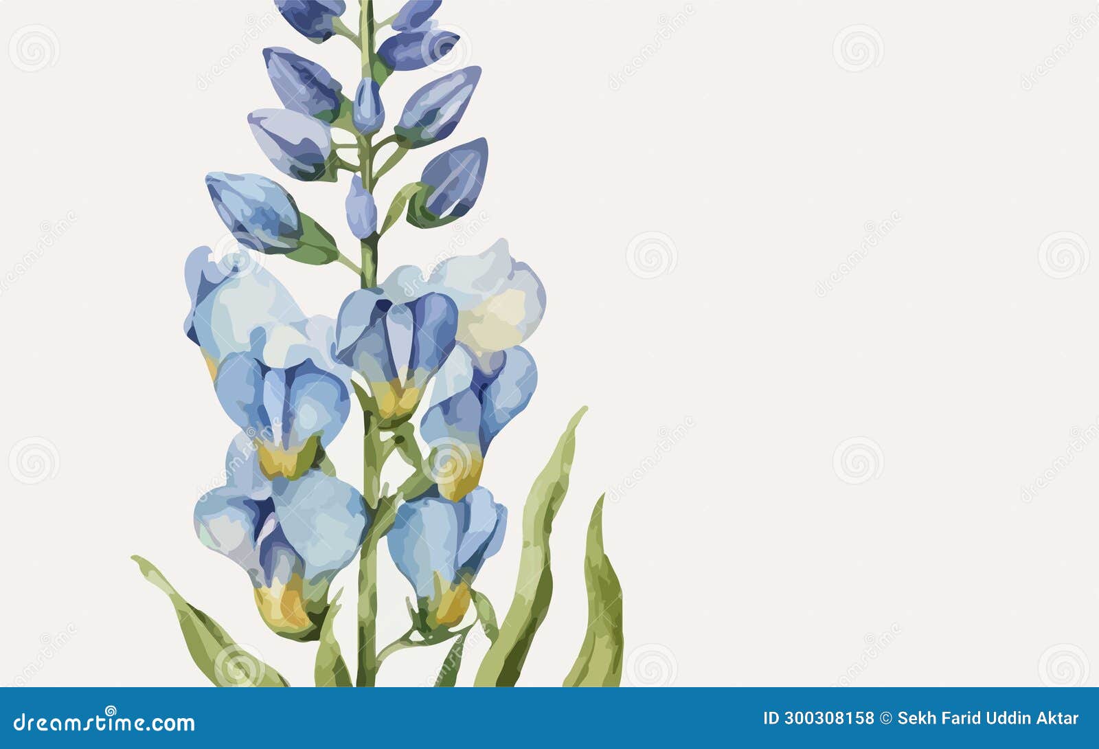 Aconitum Flower Watercolor Art and Illustration Created with AI Use Any ...