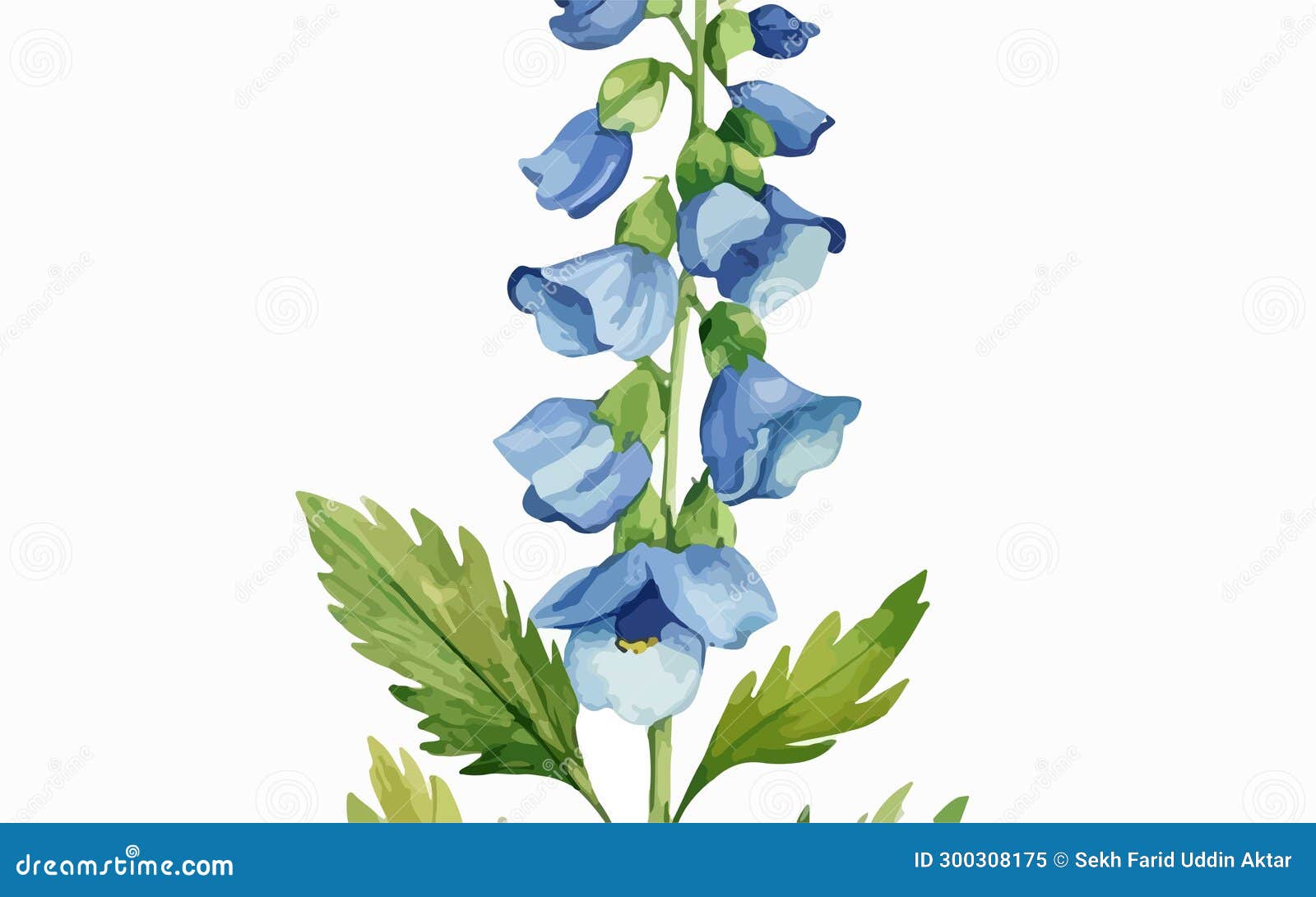 Aconitum Flower Watercolor Art and Illustration Created with AI Use Any ...