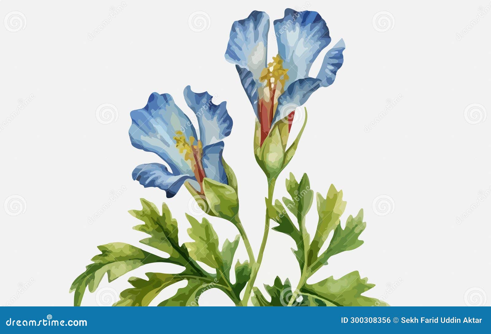 Aconitum Flower Watercolor Art and Illustration Created with AI Use Any ...