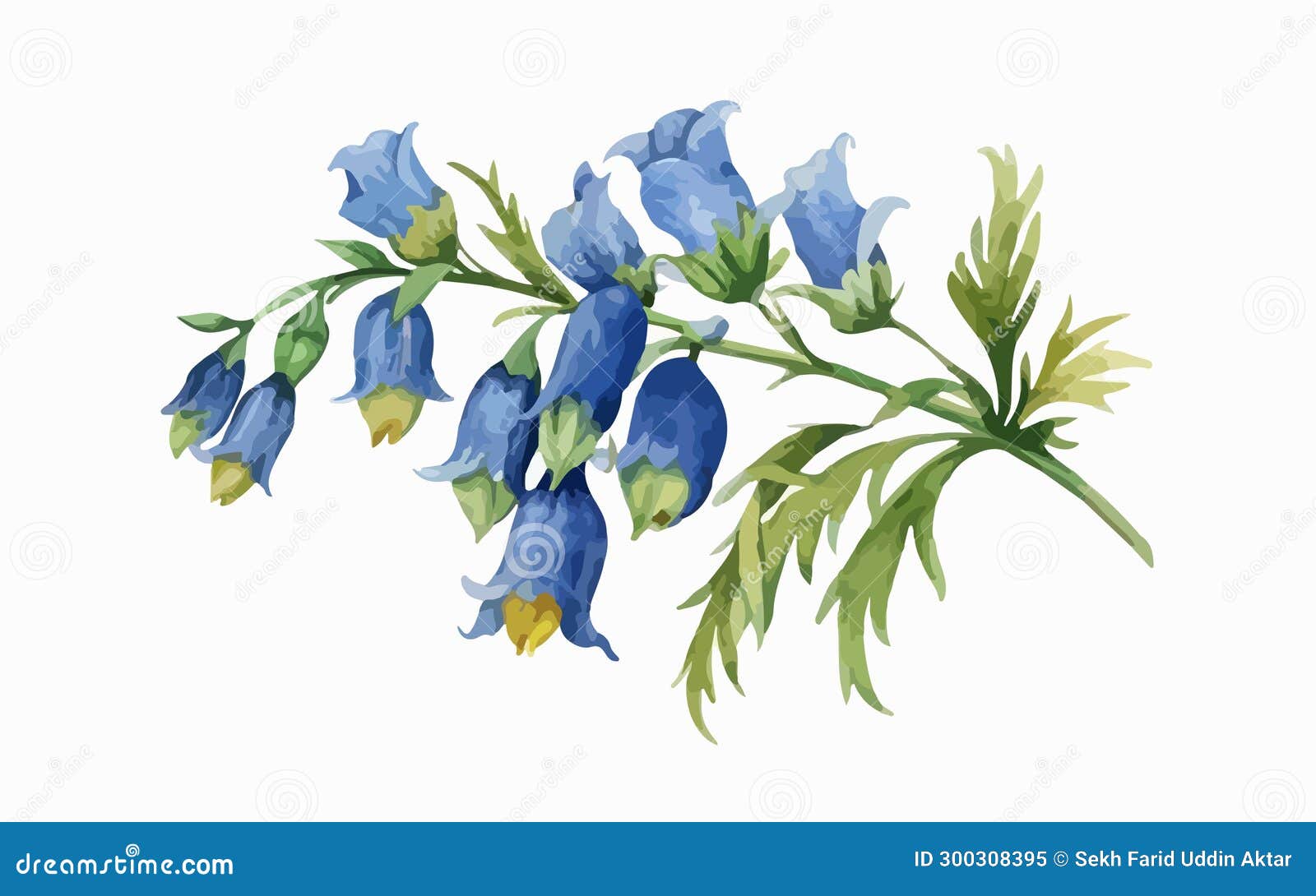 Aconitum Flower Watercolor Art and Illustration Created with AI Use Any ...