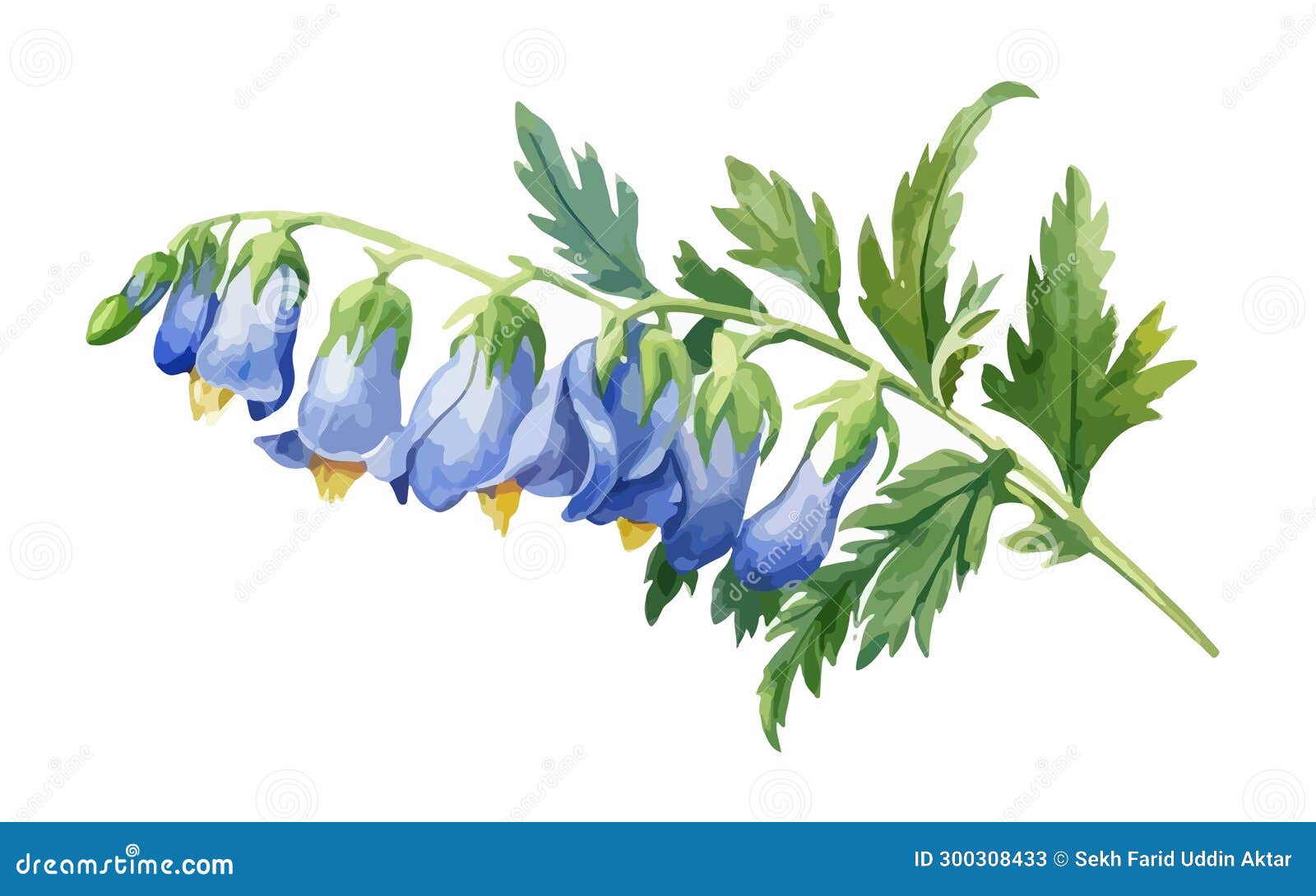 Aconitum Flower Watercolor Art and Illustration Created with AI Use Any ...