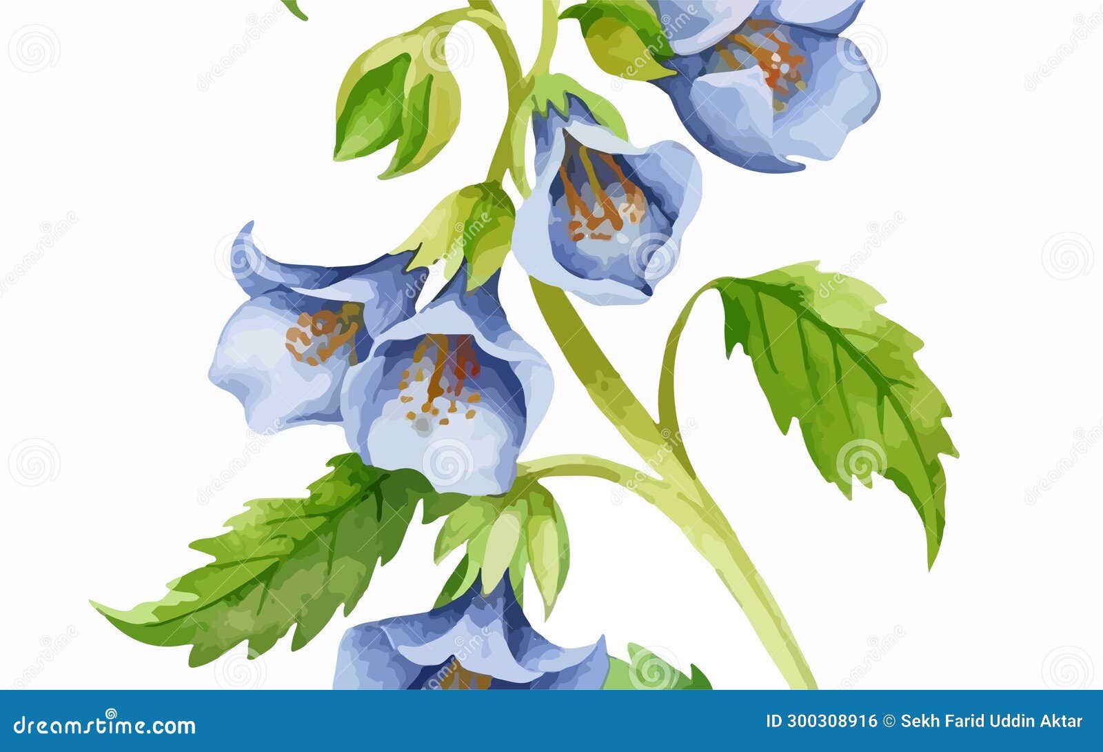 Aconitum Flower Watercolor Art and Illustration Created with AI Use Any ...