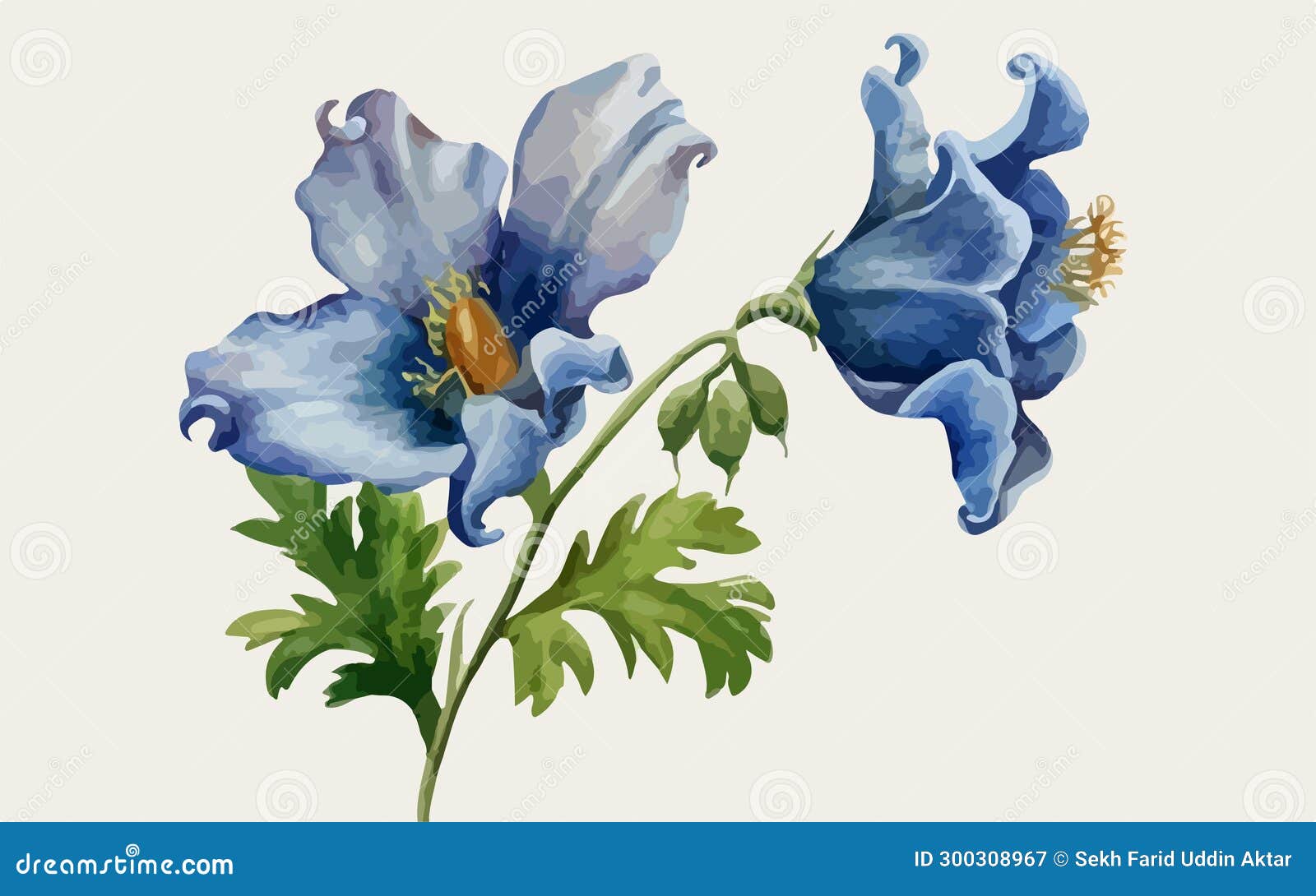 Aconitum Flower Watercolor Art and Illustration Created with AI Use Any ...