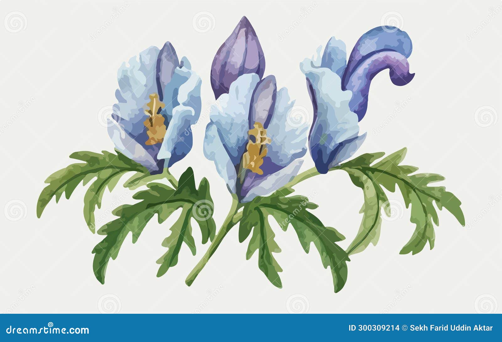 Aconitum Flower Watercolor Art and Illustration Created with AI Use Any ...