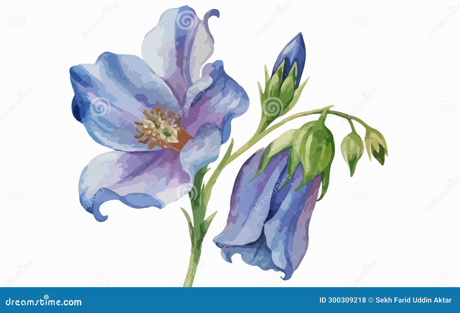 Aconitum Flower Watercolor Art and Illustration Created with AI Use Any ...