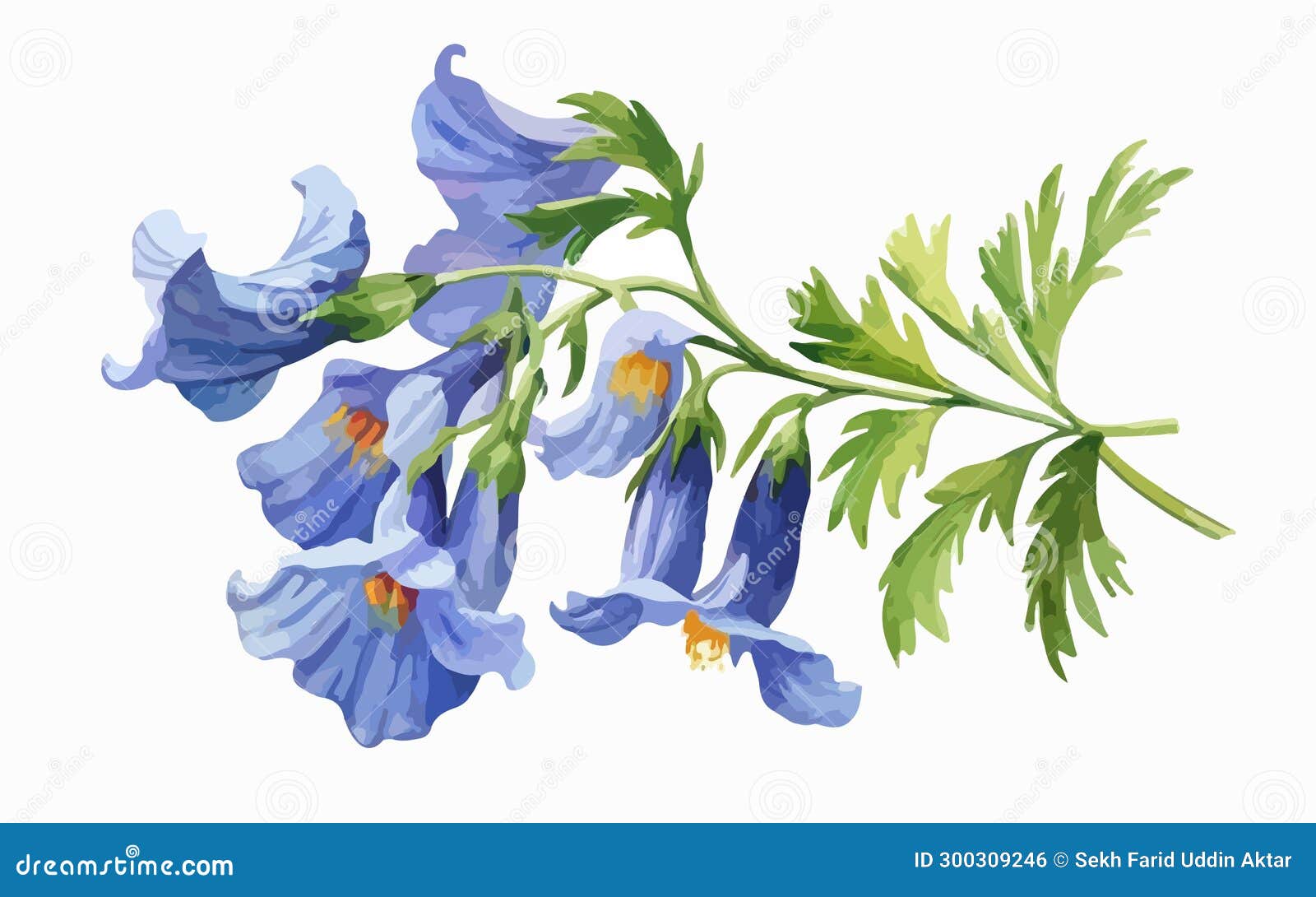Aconitum Flower Watercolor Art and Illustration Created with AI Use Any ...