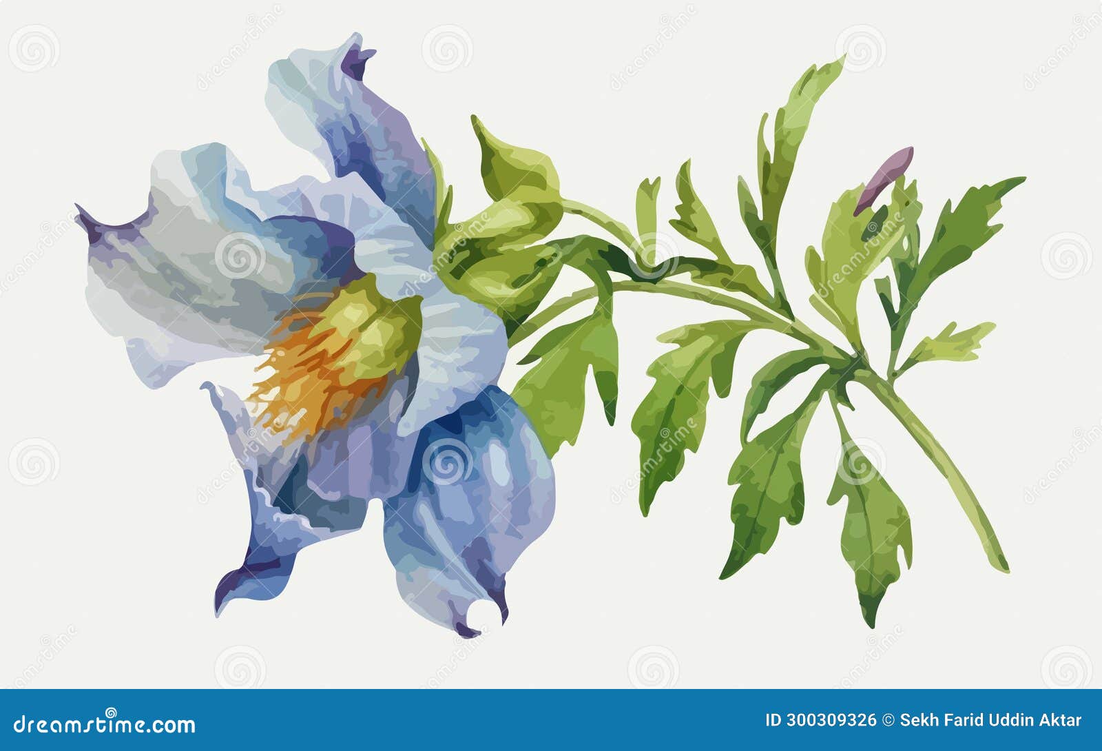 Aconitum Flower Watercolor Art and Illustration Created with AI Use Any ...