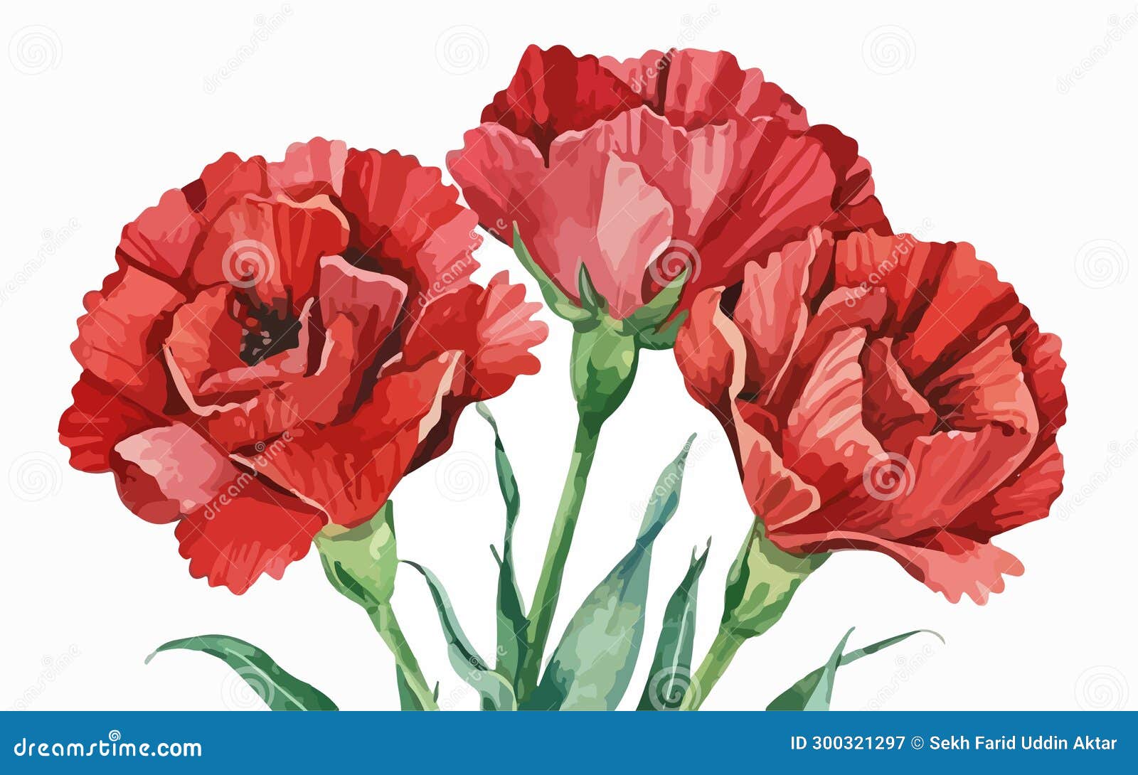 Carnations Flower Watercolor Art and Illustration Created with AI Use ...