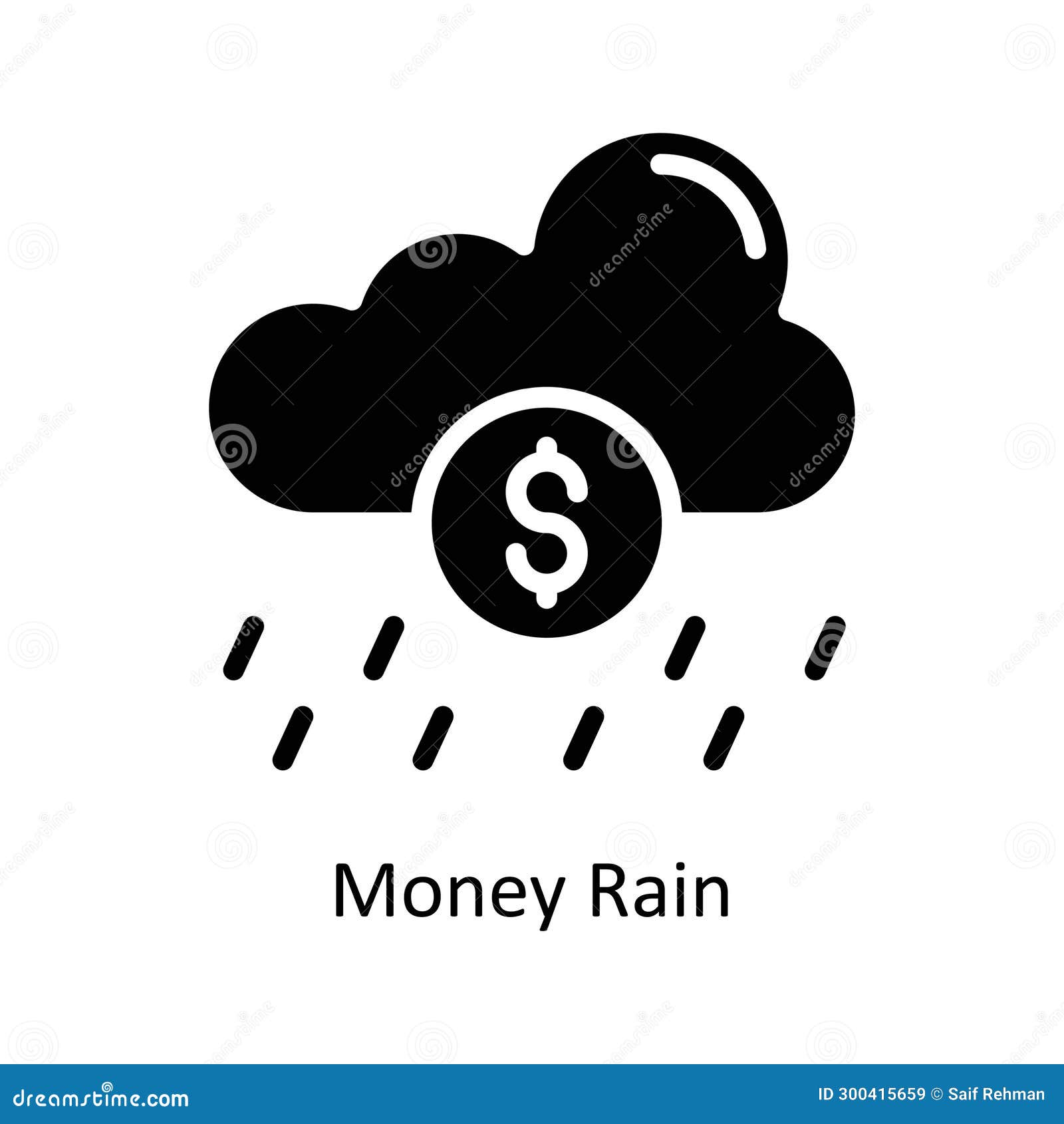 Money Rain Vector Solid Icon Design Illustration. Business and ...